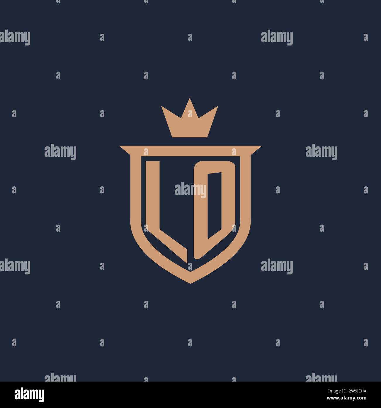 LO monogram initial logo with shield and crown style design ideas Stock ...