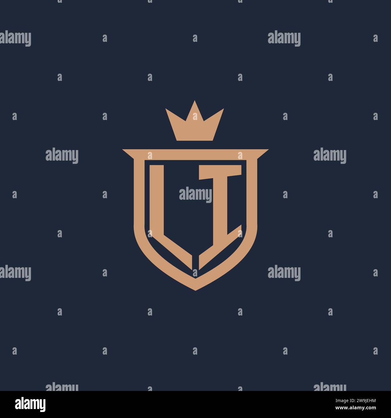 LI monogram initial logo with shield and crown style design ideas Stock ...