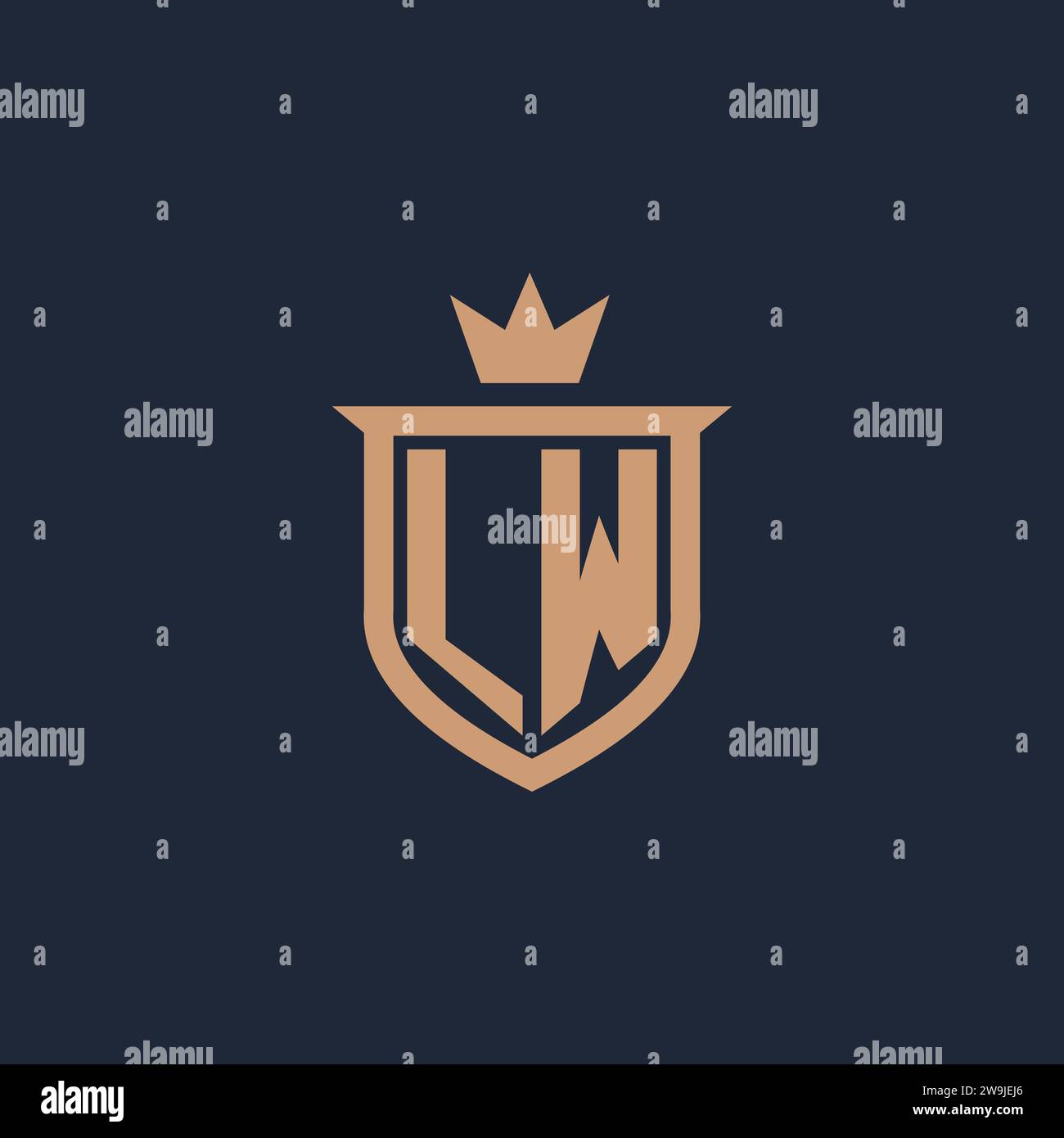 LW monogram initial logo with shield and crown style design ideas Stock Vector Image & Art - Alamy
