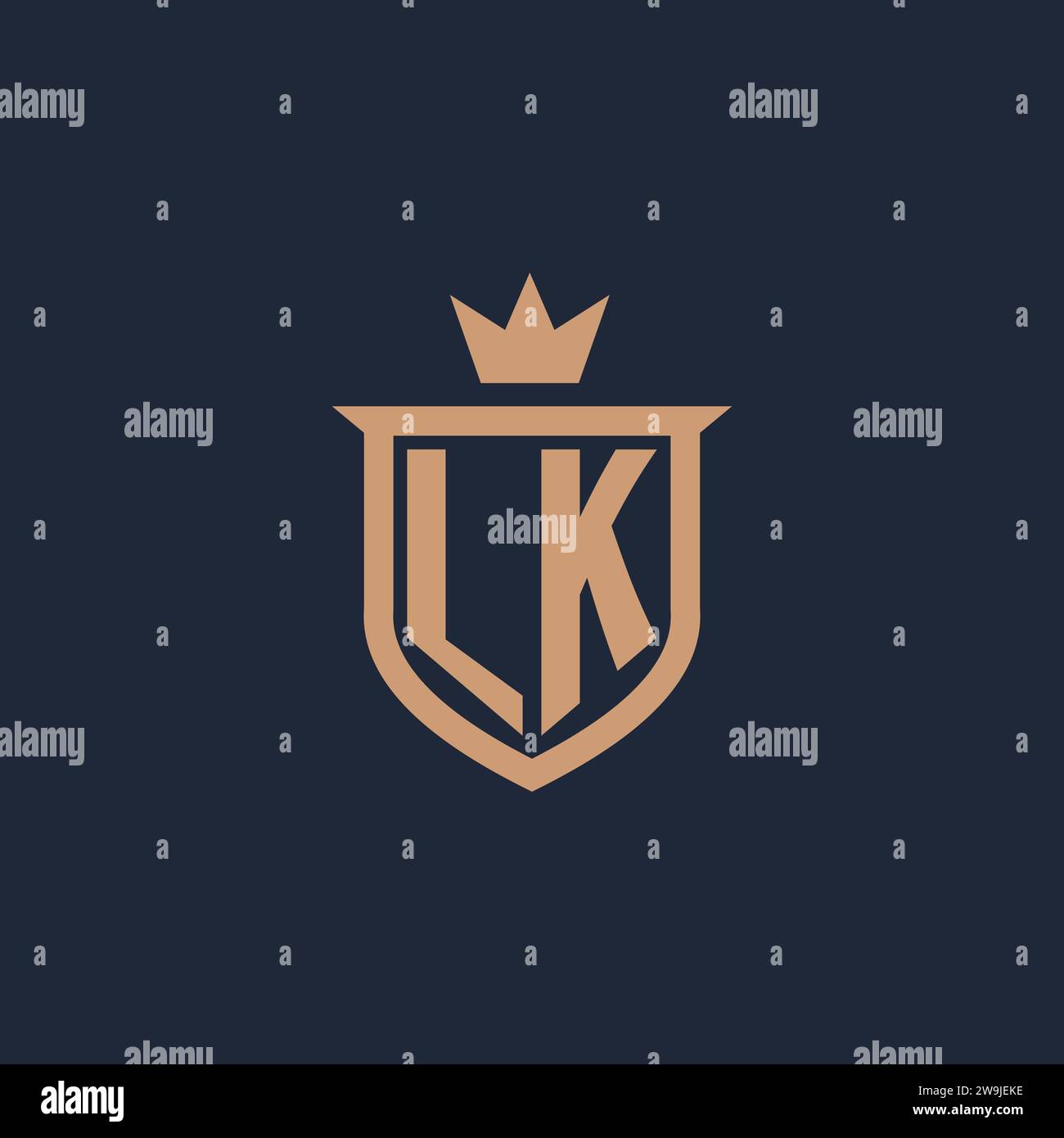 LK monogram initial logo with shield and crown style design ideas Stock ...