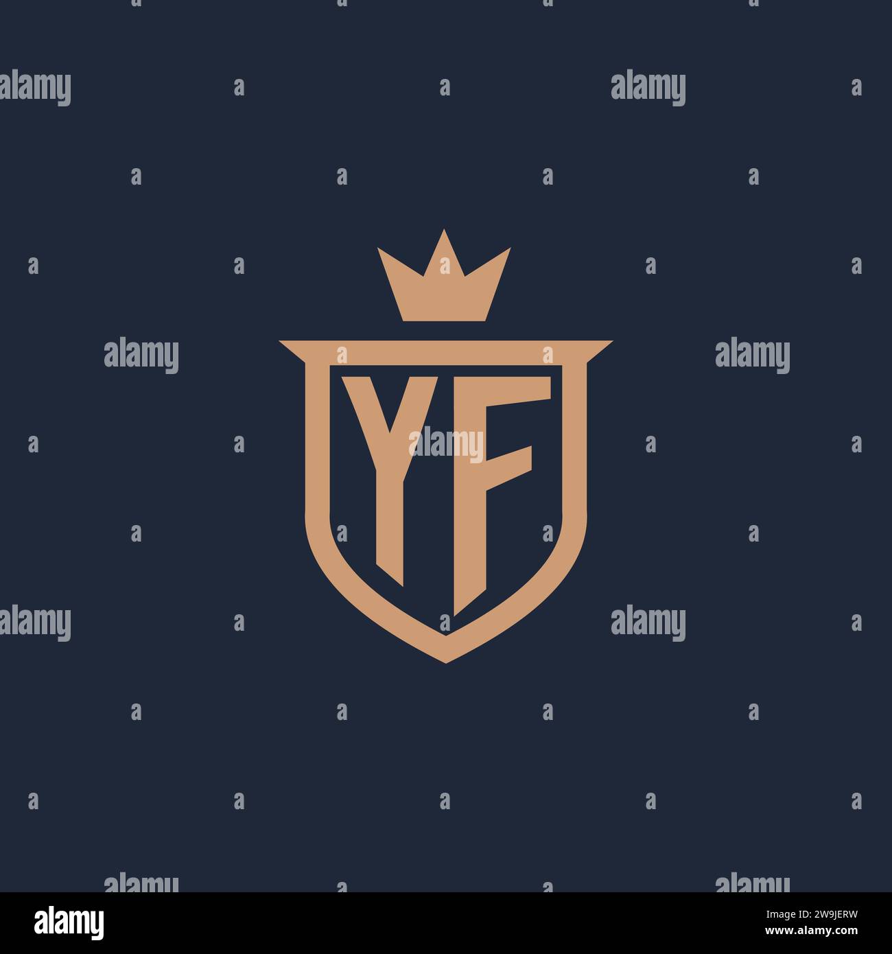 YF monogram initial logo with shield and crown style design ideas Stock ...