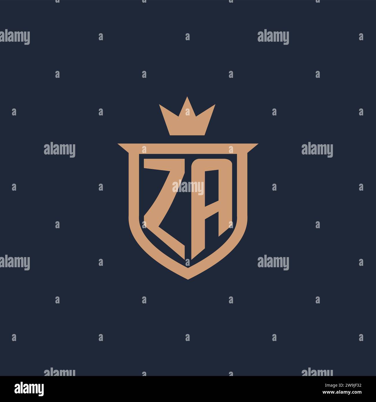 ZA monogram initial logo with shield and crown style design ideas Stock ...