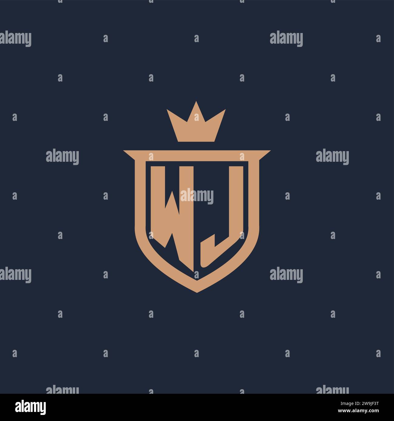 WJ monogram initial logo with shield and crown style design ideas Stock Vector Image & Art - Alamy