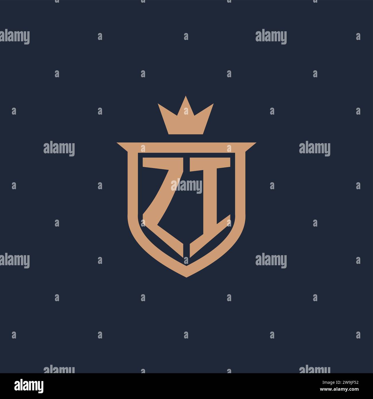 ZI monogram initial logo with shield and crown style design ideas Stock Vector Image & Art - Alamy