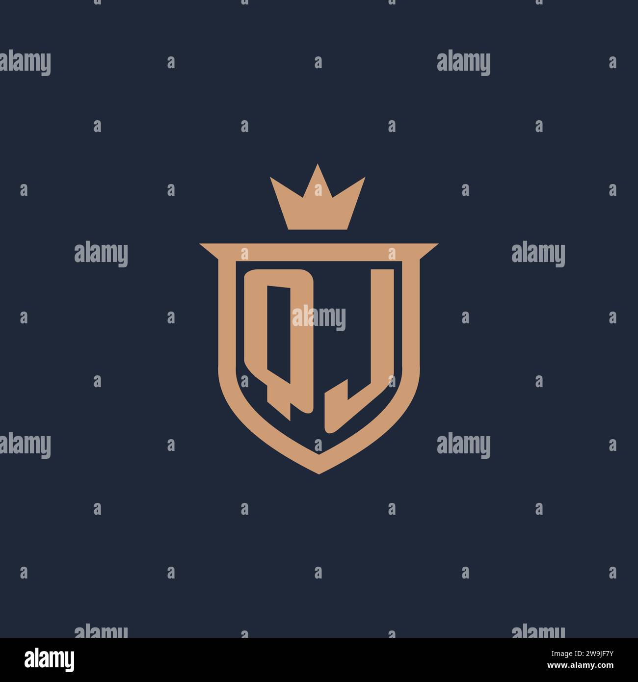 QJ monogram initial logo with shield and crown style design ideas Stock ...