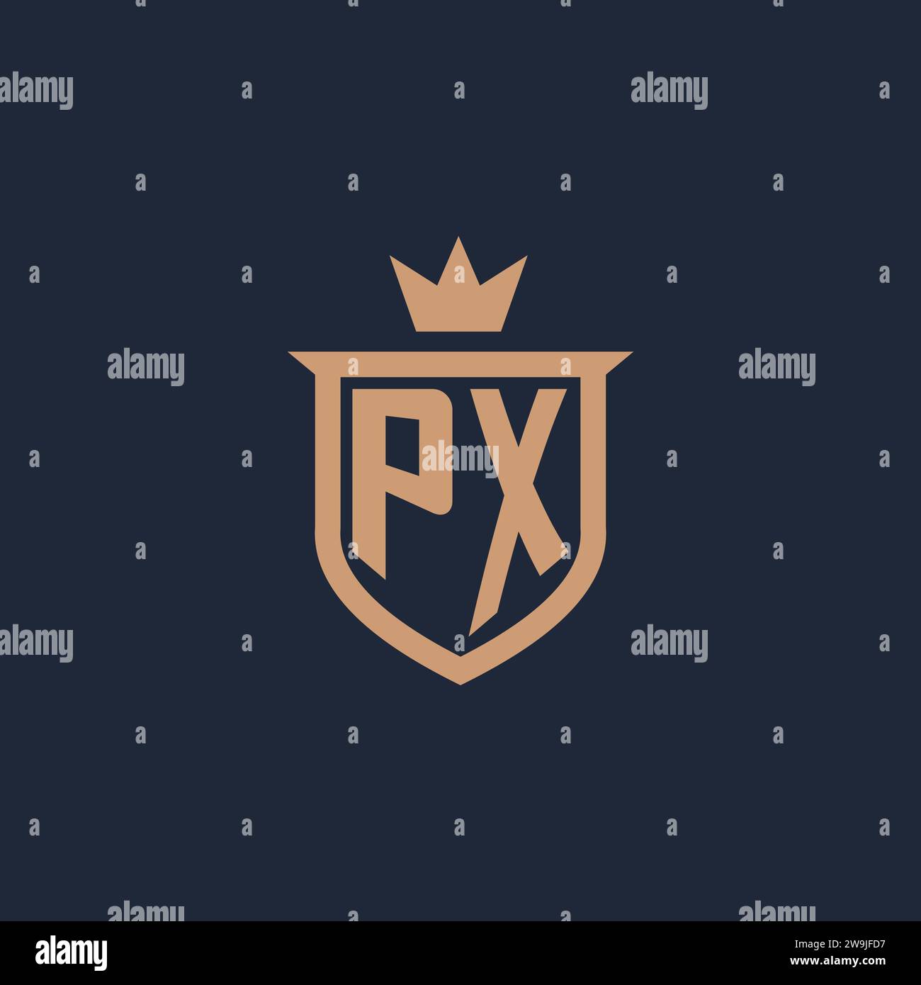 PX monogram initial logo with shield and crown style design ideas Stock ...