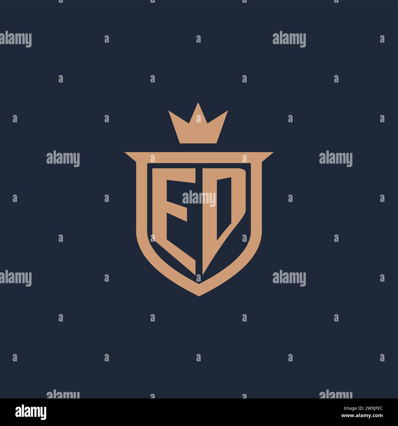 ED monogram initial logo with shield and crown style design ideas Stock ...