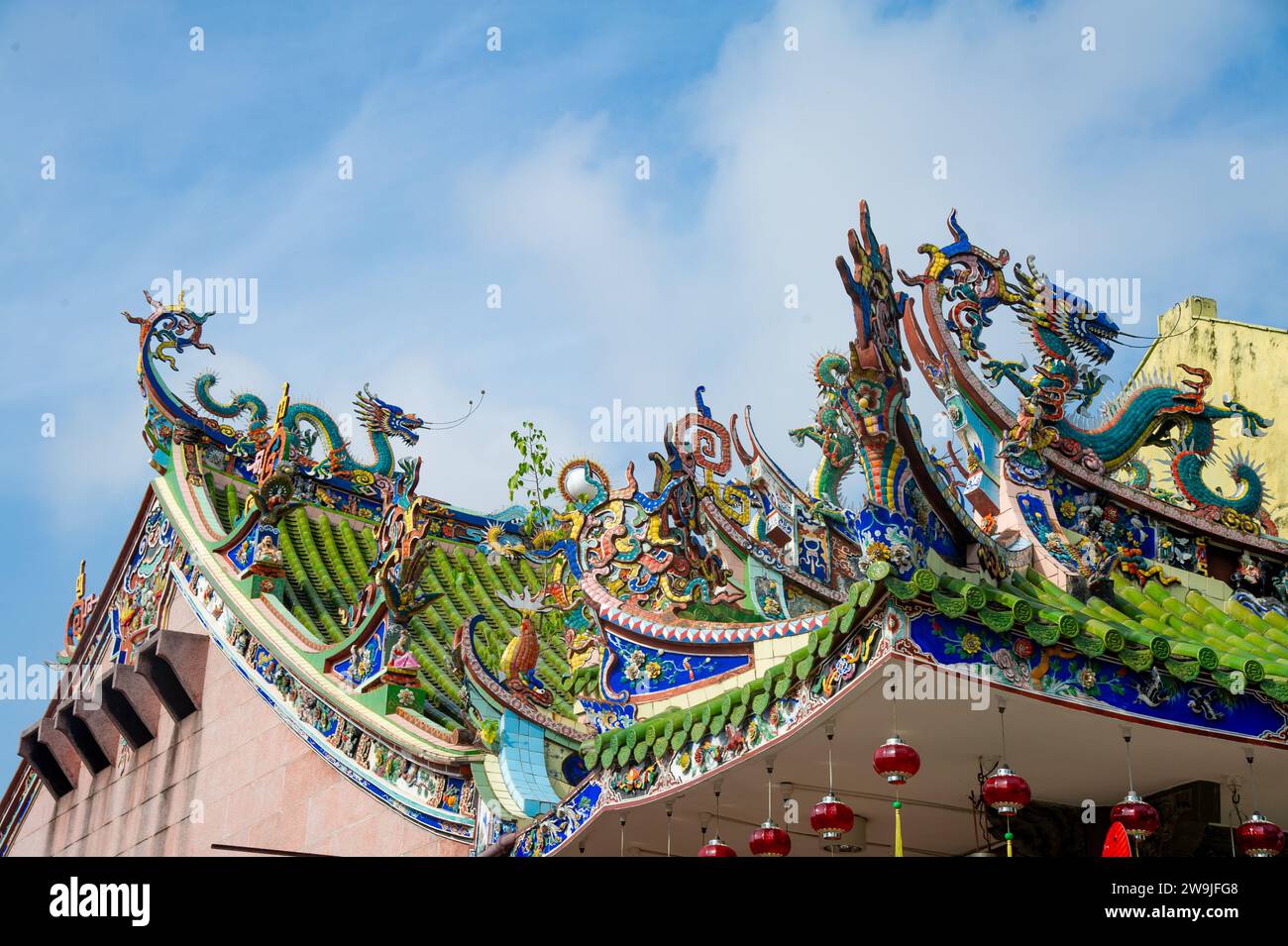Very famous temple in Penang Malaysia with very bright colors and ...
