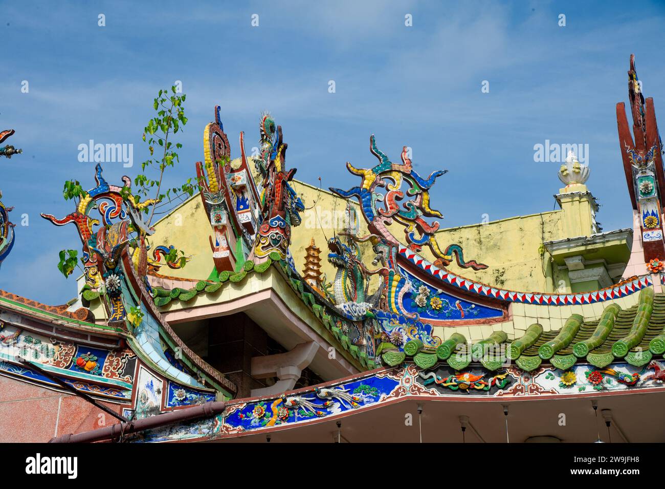 Very famous temple in Penang Malaysia with very bright colors and ...