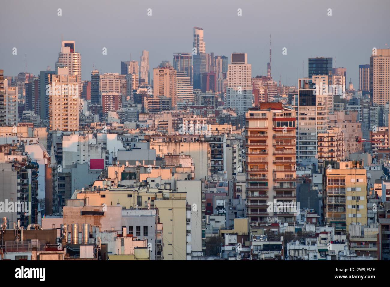 Densely built-up city centre of Buenos Aires with many high-rise ...