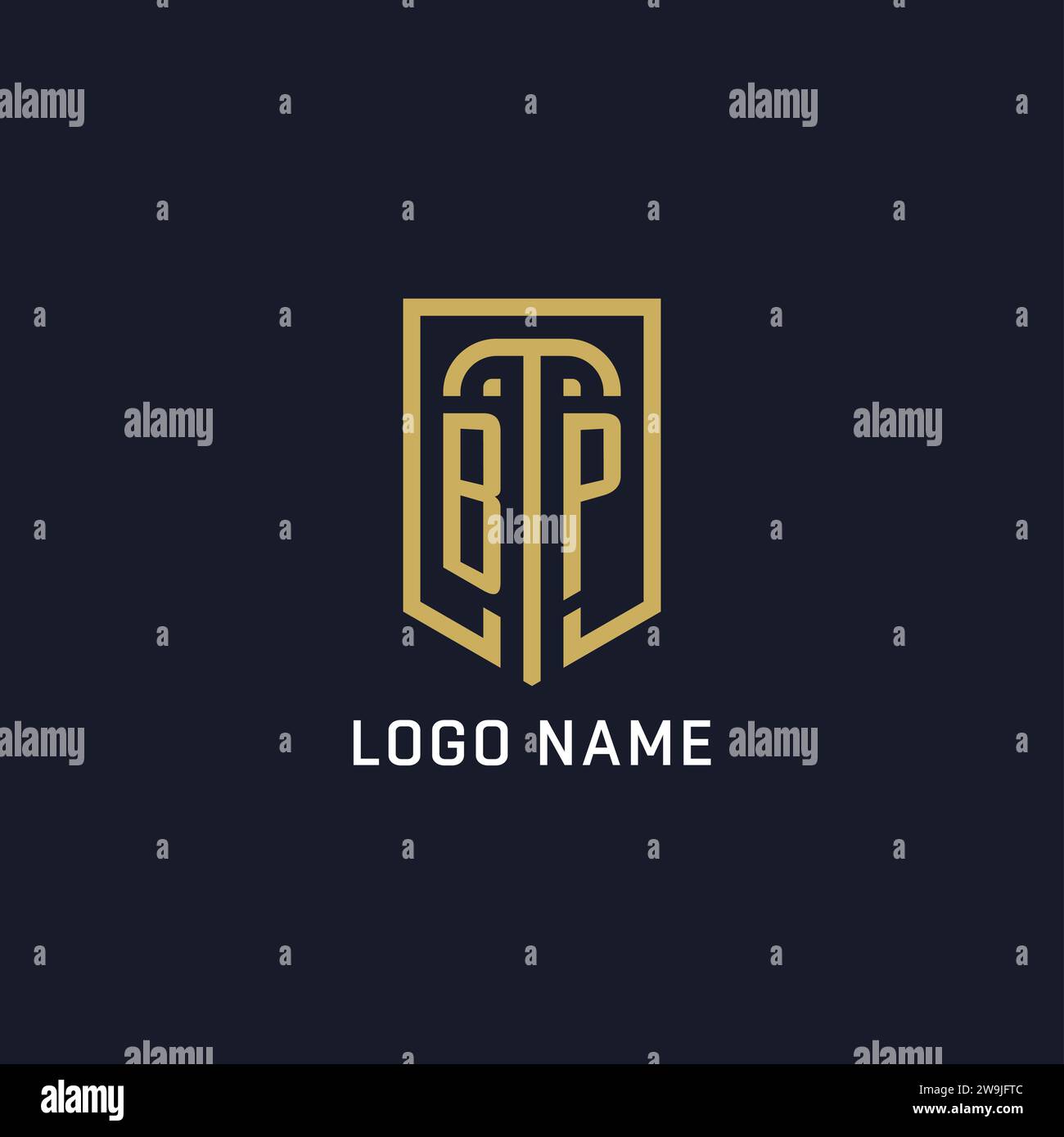 Initial BP shield logo luxury style, Creative company logo design ...