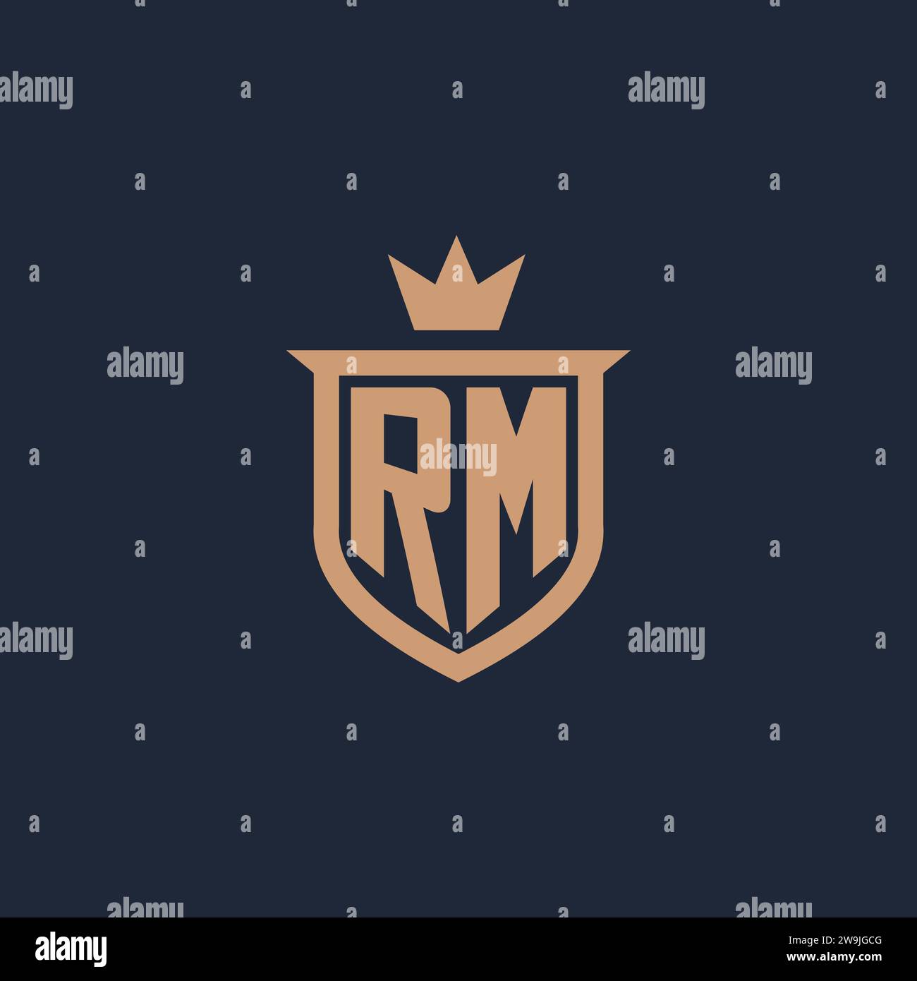 RM monogram initial logo with shield and crown style design ideas Stock ...