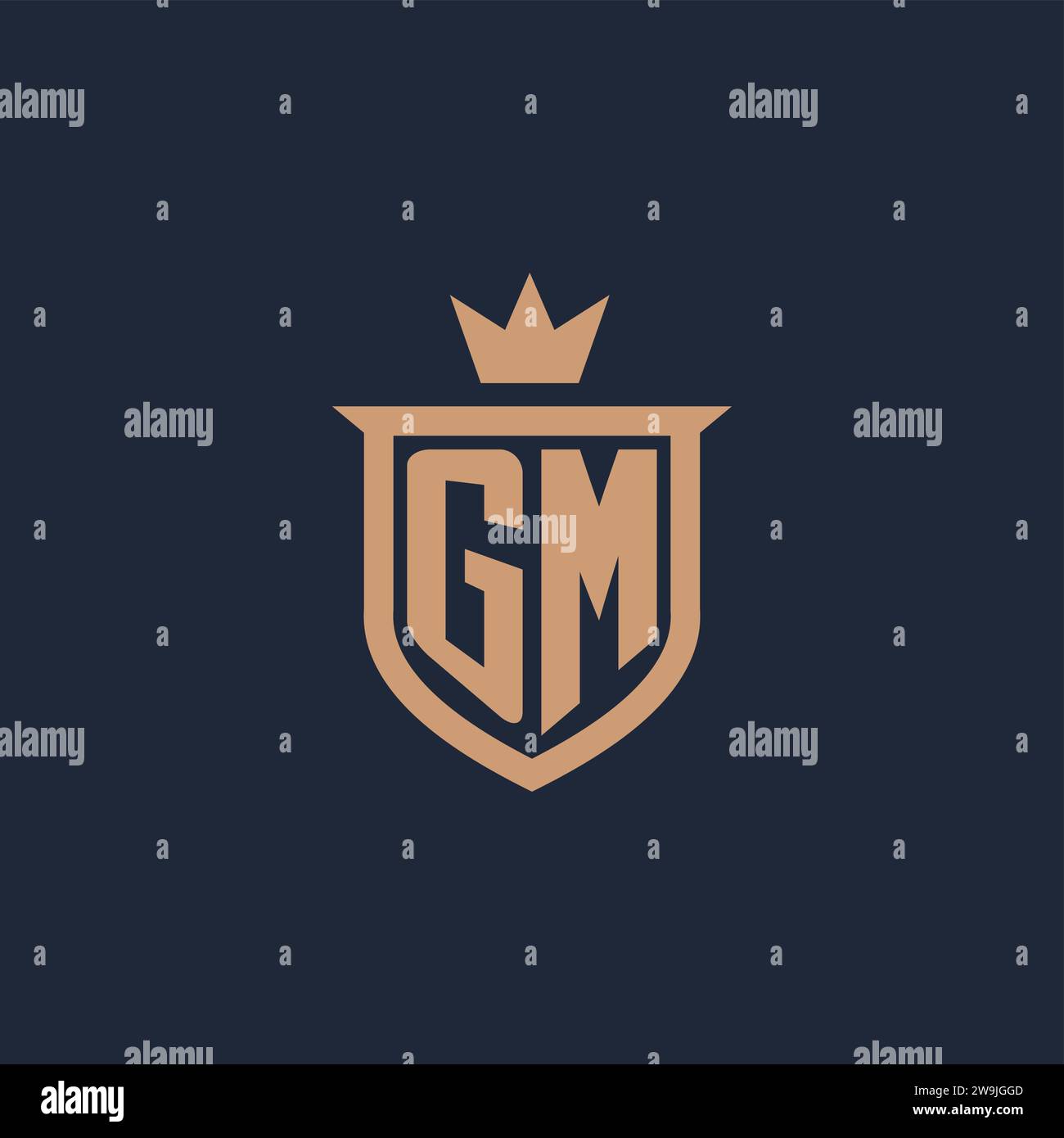 GM monogram initial logo with shield and crown style design ideas Stock ...