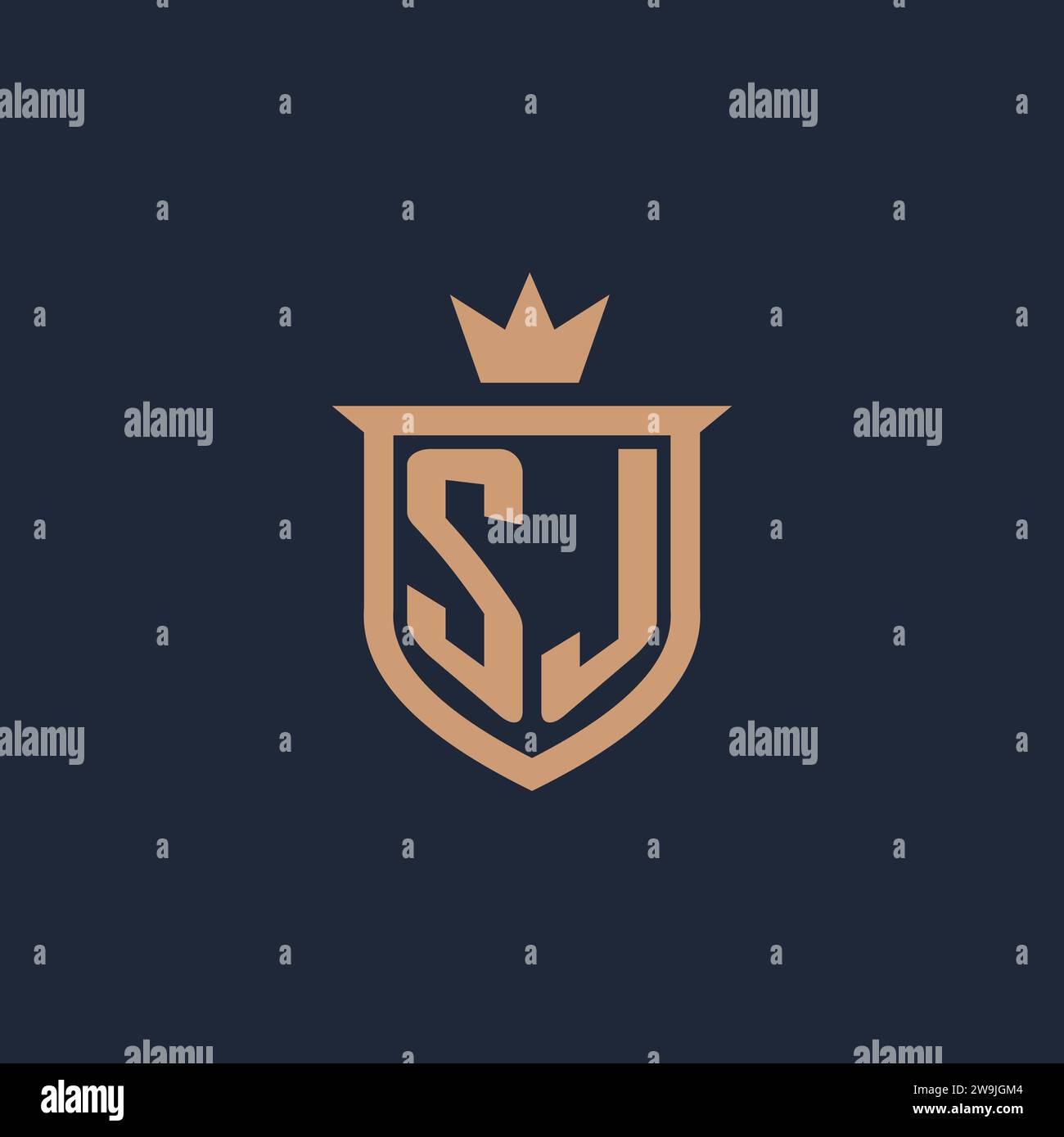 SJ monogram initial logo with shield and crown style design ideas Stock Vector Image & Art - Alamy