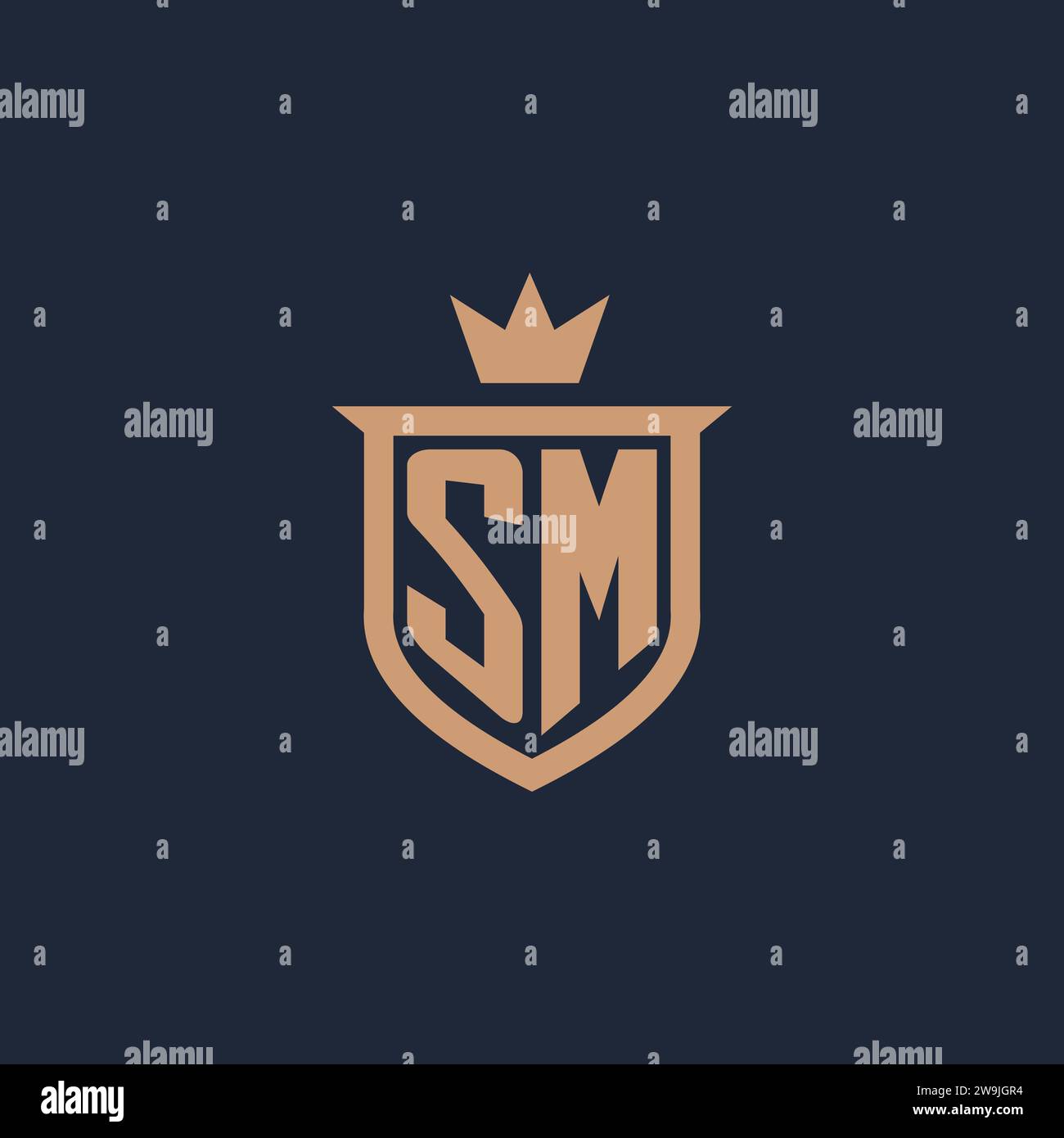 SM monogram initial logo with shield and crown style design ideas Stock ...