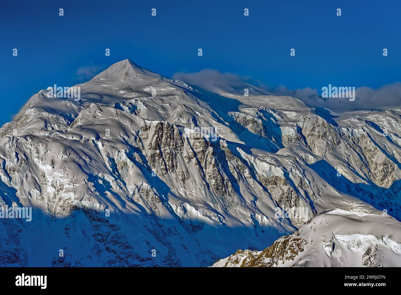 Aerial view of Mount Logan, 5959 m, Top of Canada, covered with ice and ...