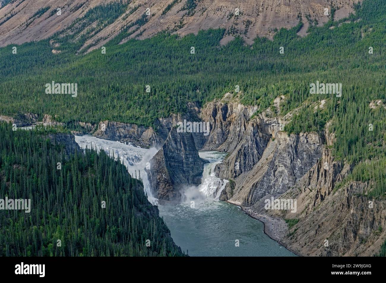 Aerial view of Virginia Falls, Nahanni National Park, Northwest ...