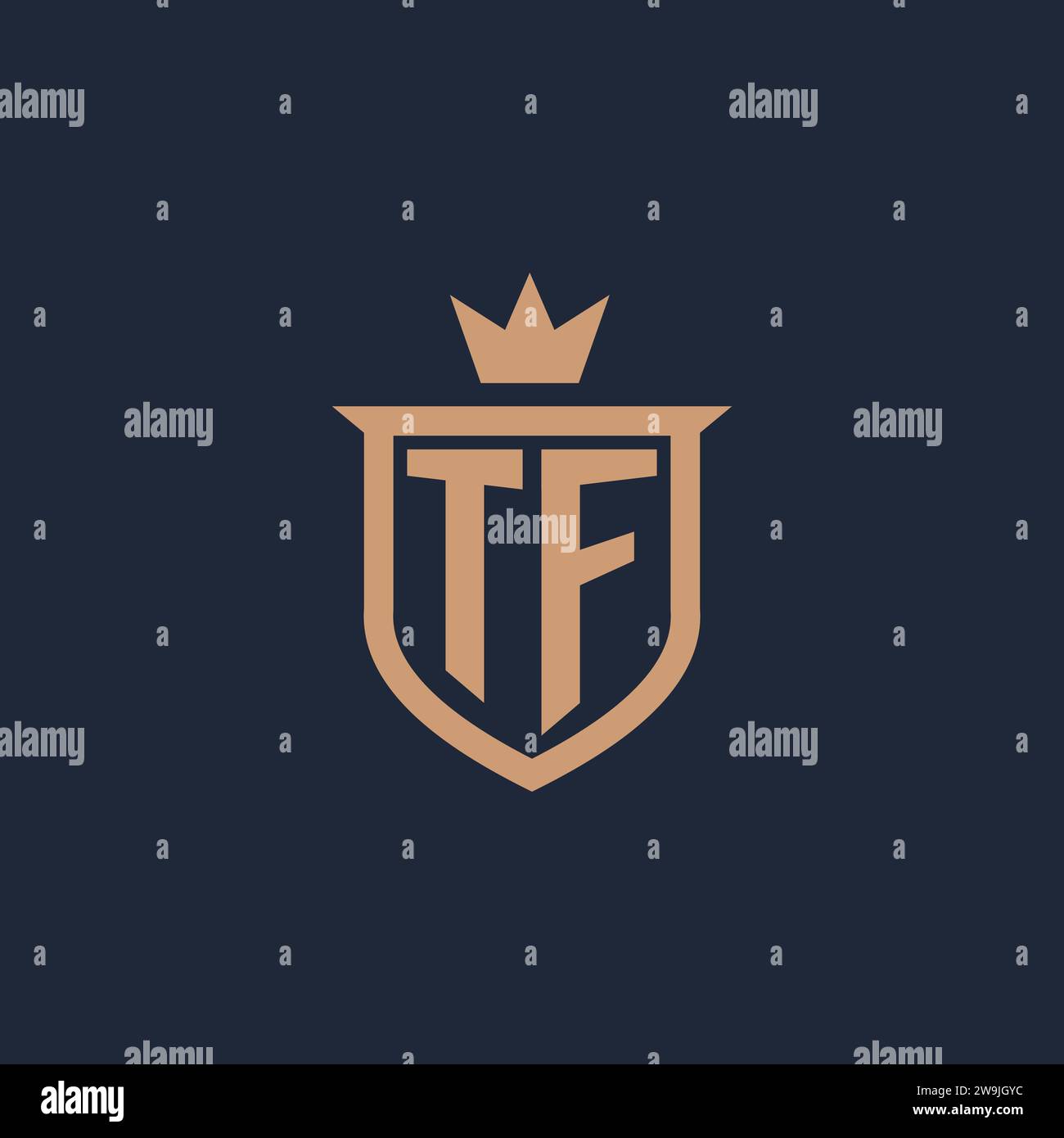 TF monogram initial logo with shield and crown style design ideas Stock Vector Image & Art - Alamy