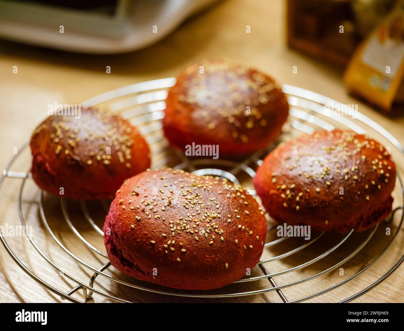 Homemade beetroot burger buns buns Stock Photo - Alamy