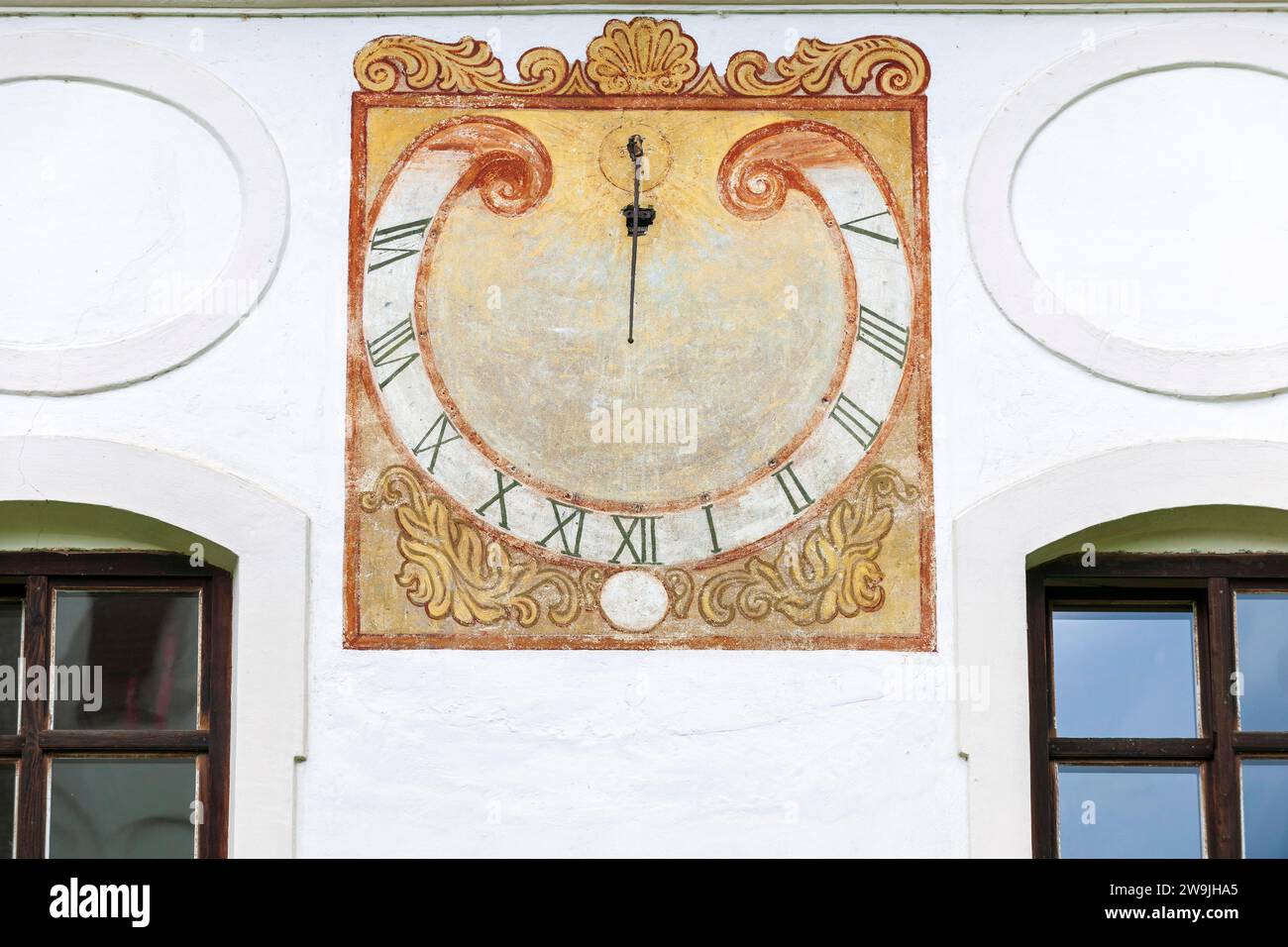 Sundial at Frauenwoerth Abbey, Fraueninsel, Chiemsee, Chiemgau, Bavaria ...