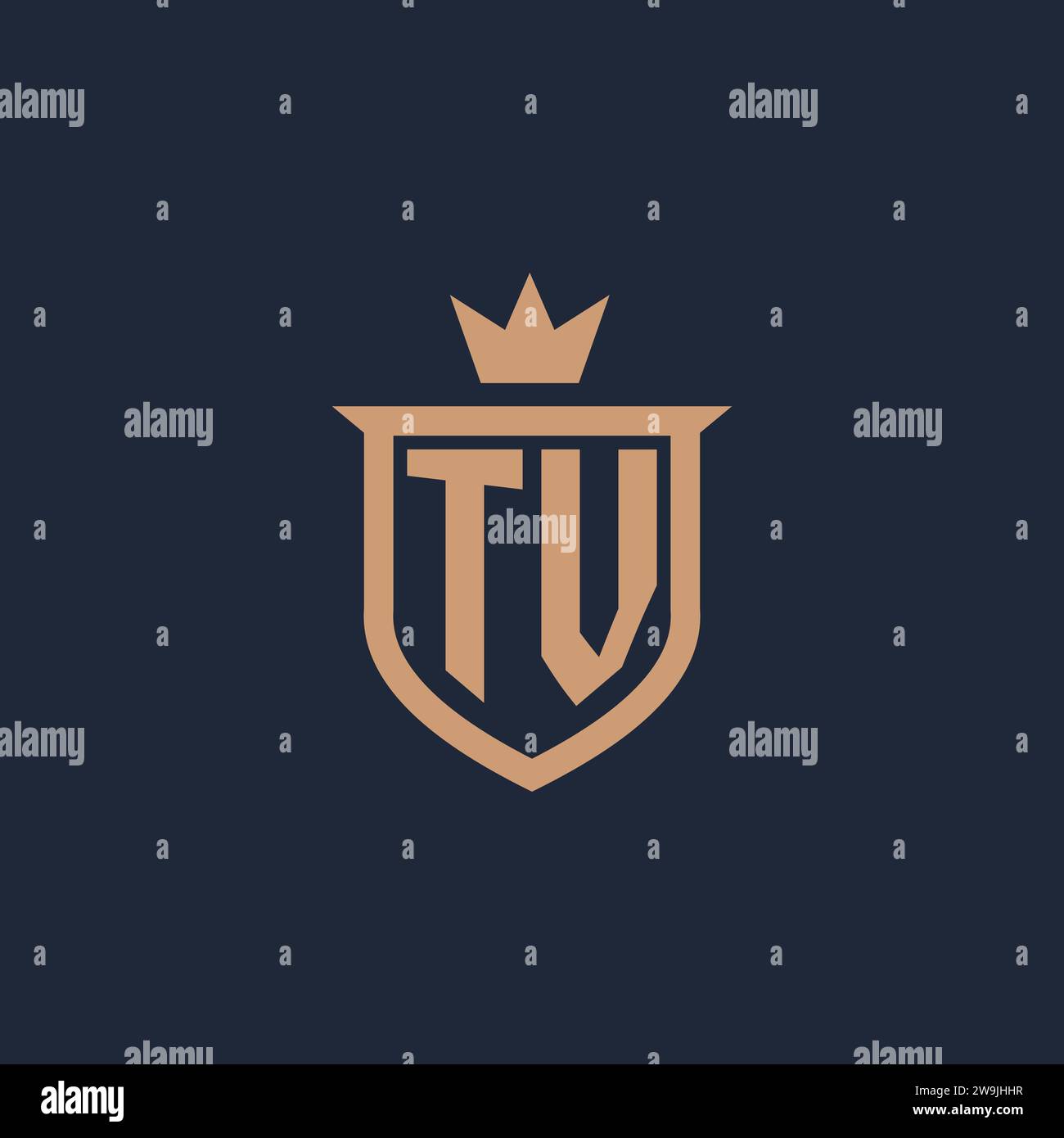 TV monogram initial logo with shield and crown style design ideas Stock ...