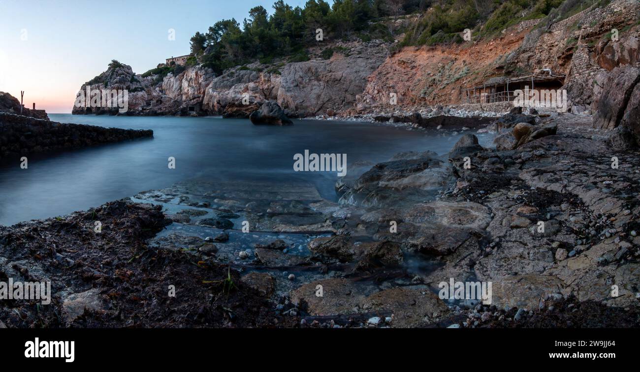 Cala Deia, a small bay in the island of Majorca, Spain with no people ...