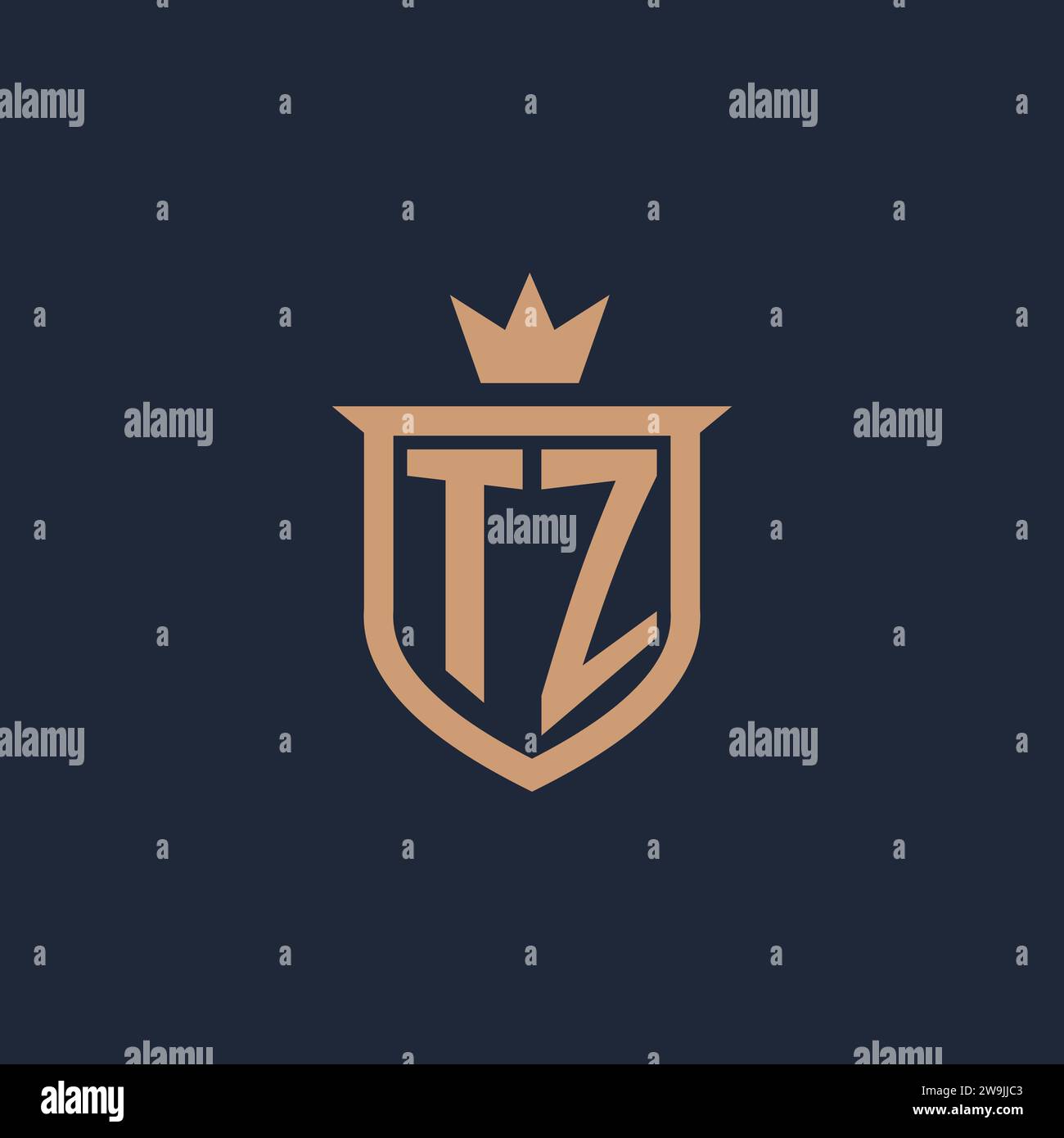 TZ monogram initial logo with shield and crown style design ideas Stock Vector Image & Art - Alamy