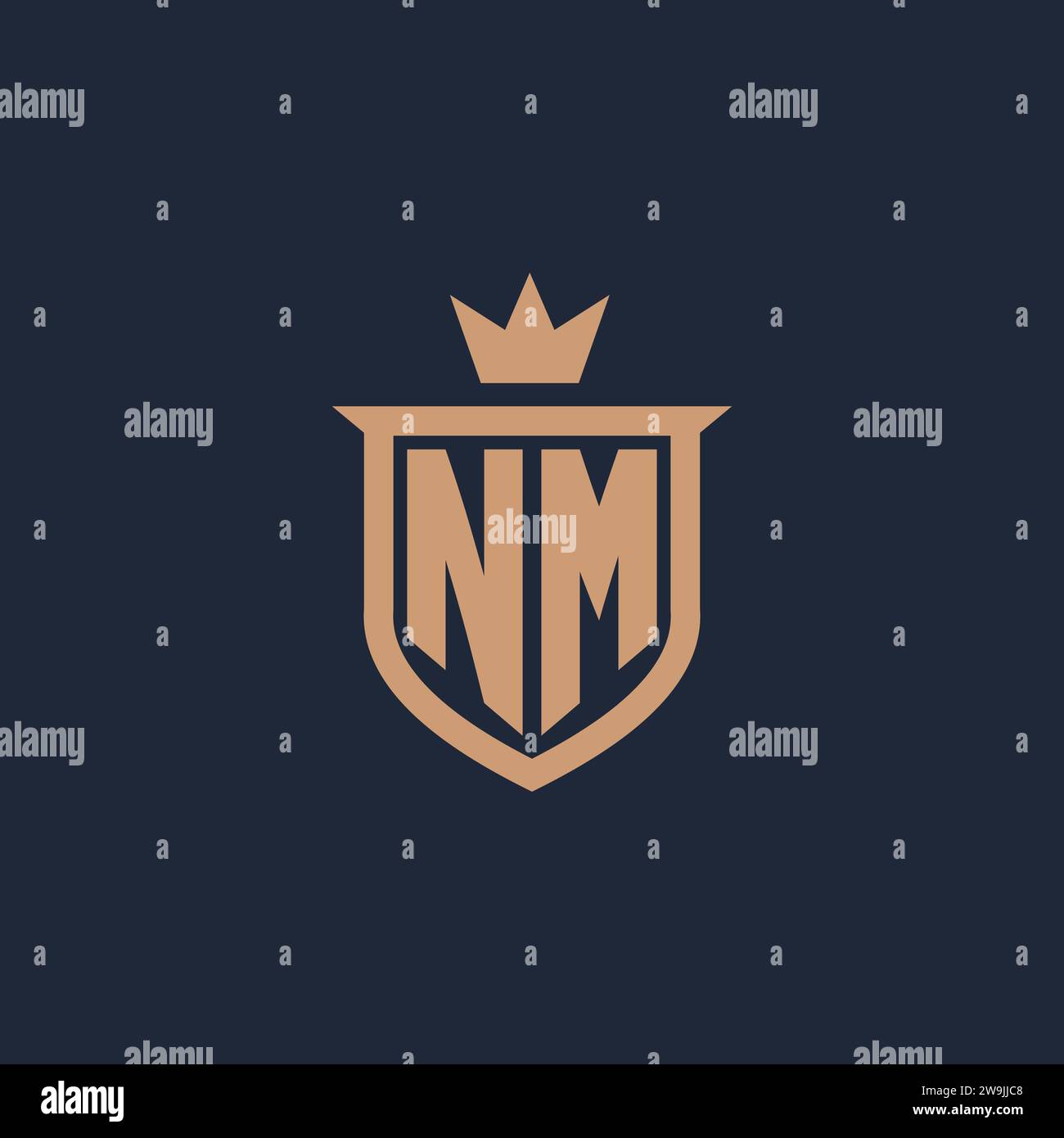 NM monogram initial logo with shield and crown style design ideas Stock ...
