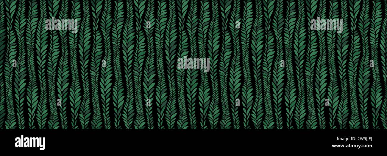 Seamless green seaweeds pattern. Underwater algae vector template Stock ...