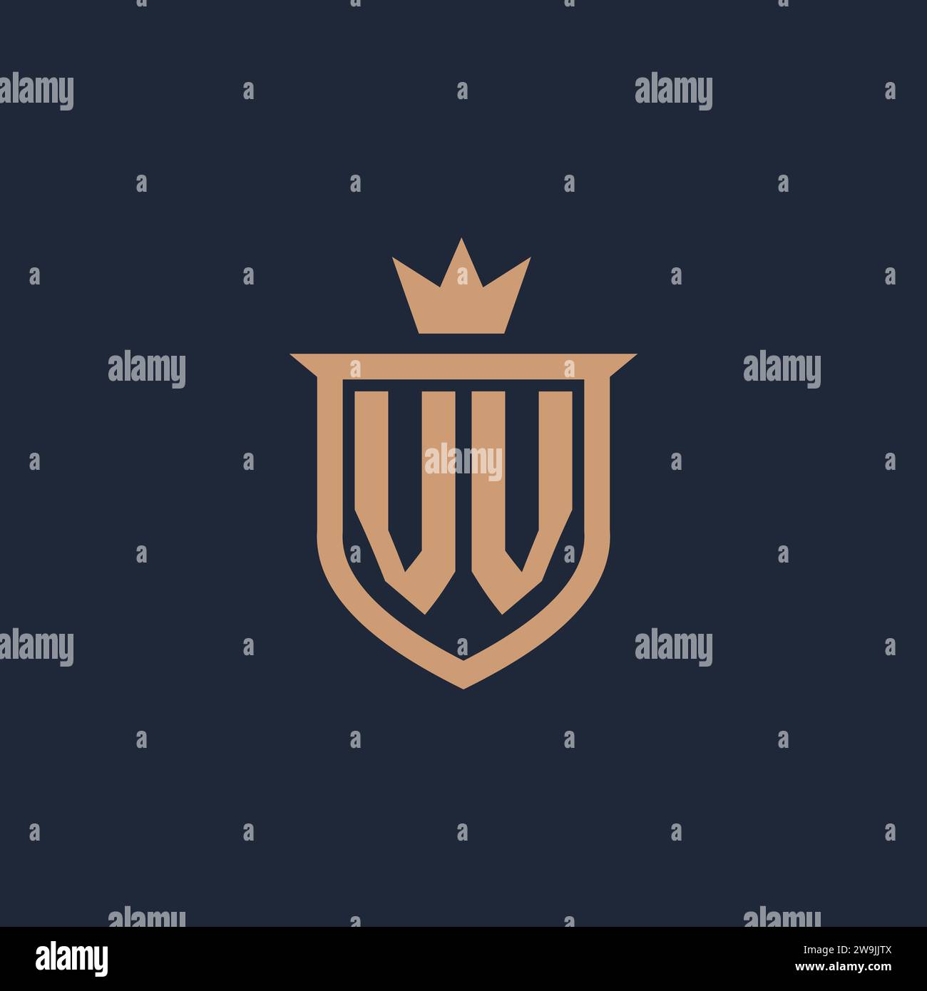 VV monogram initial logo with shield and crown style design ideas Stock ...