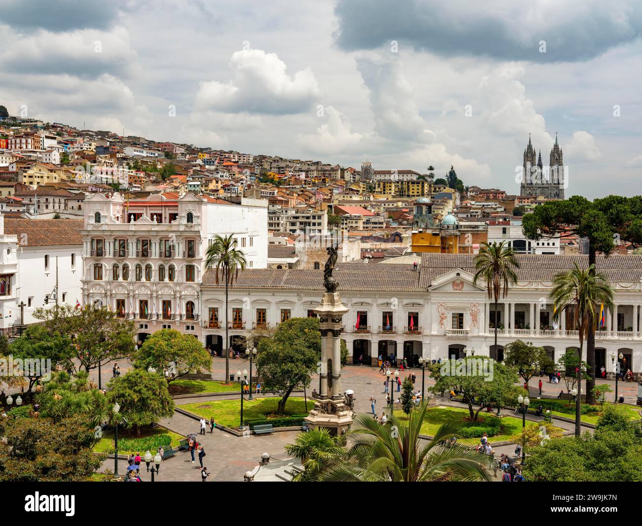 View over the Plaza Grande, in the background the Basilica del Voto ...
