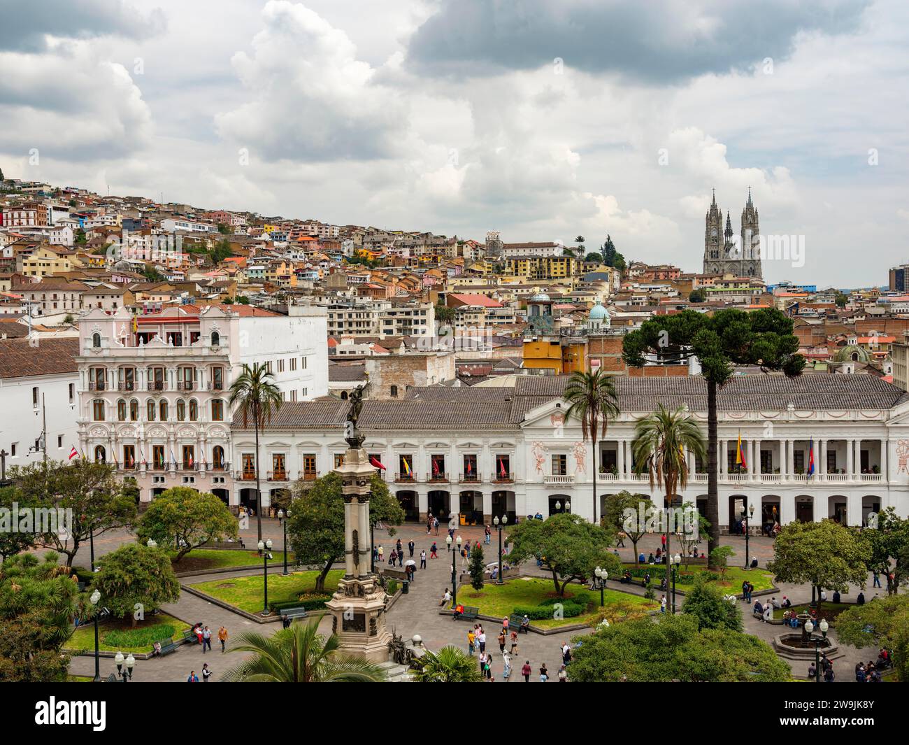 View over the Plaza Grande, in the background the Basilica del Voto ...