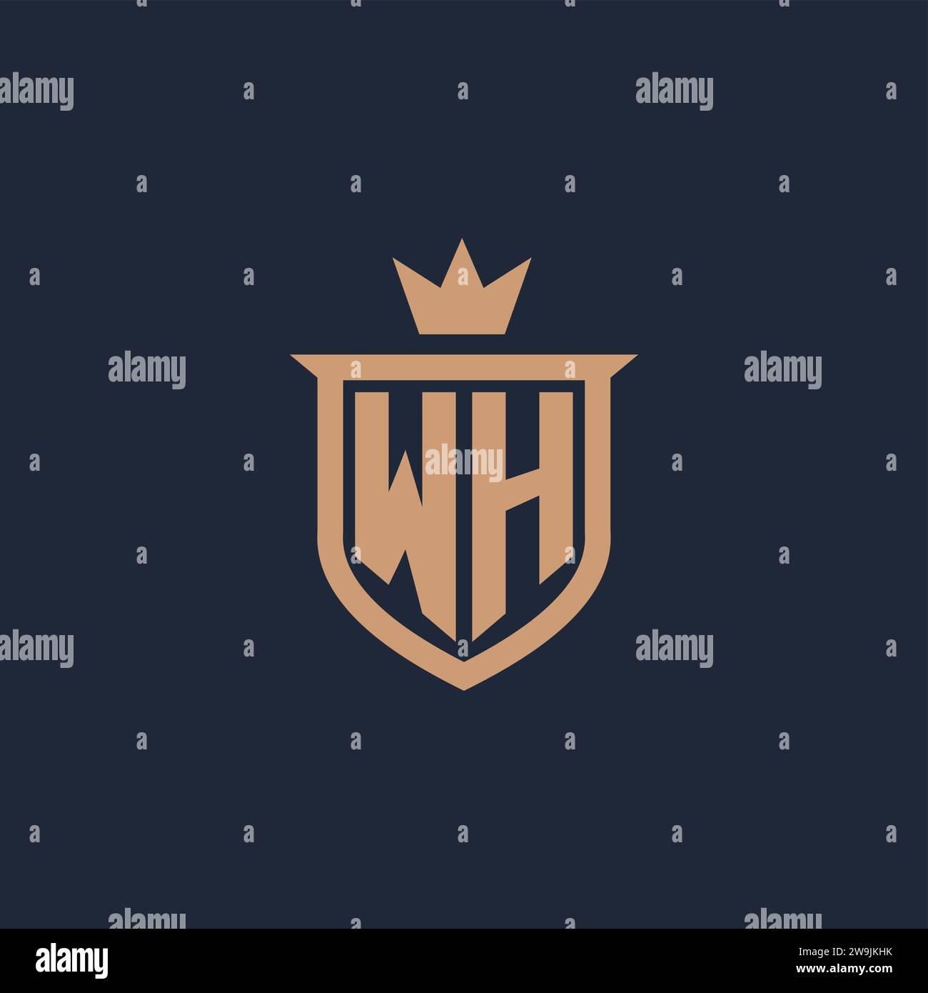 WH monogram initial logo with shield and crown style design ideas Stock Vector Image & Art - Alamy