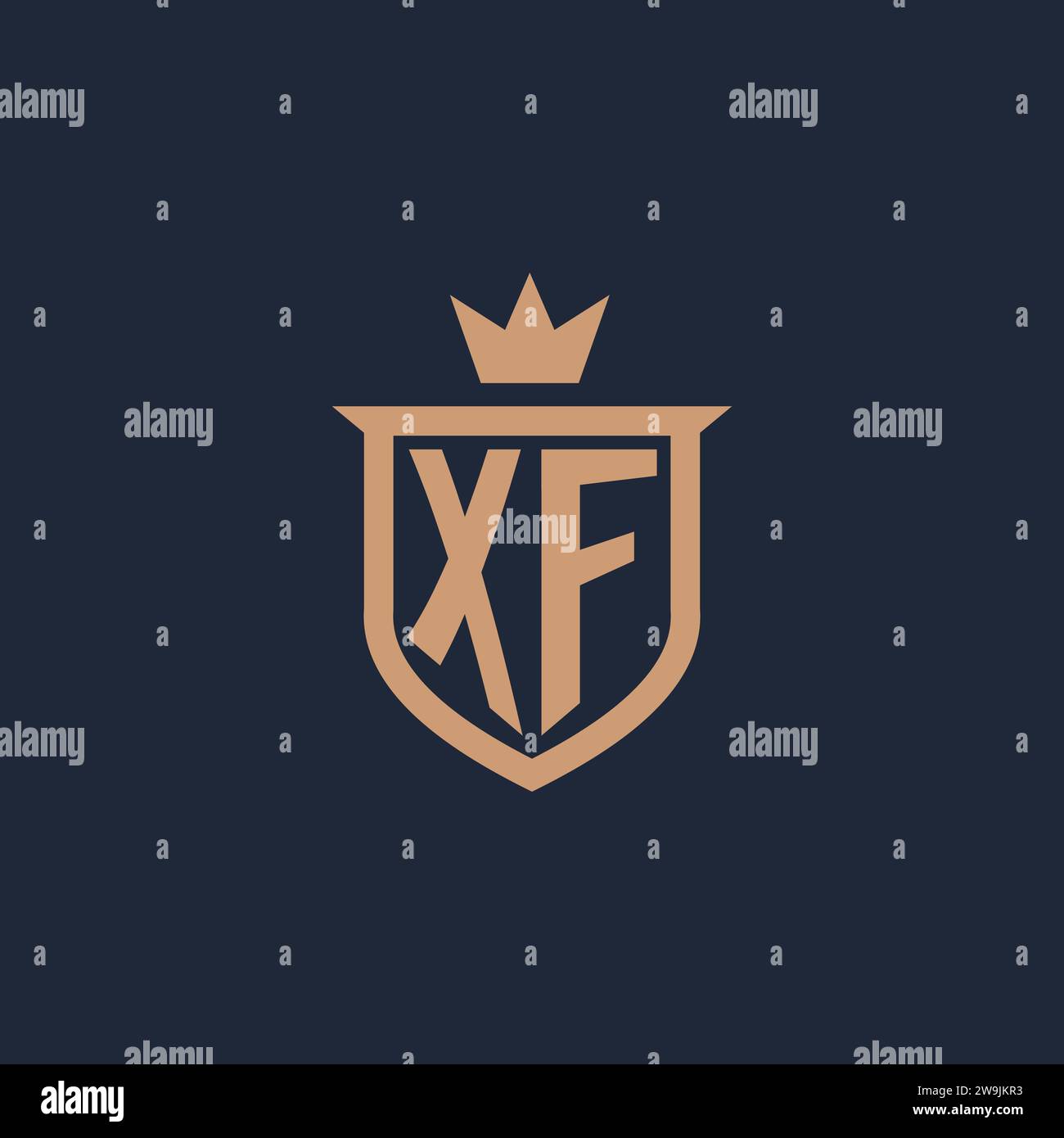 XF monogram initial logo with shield and crown style design ideas Stock ...