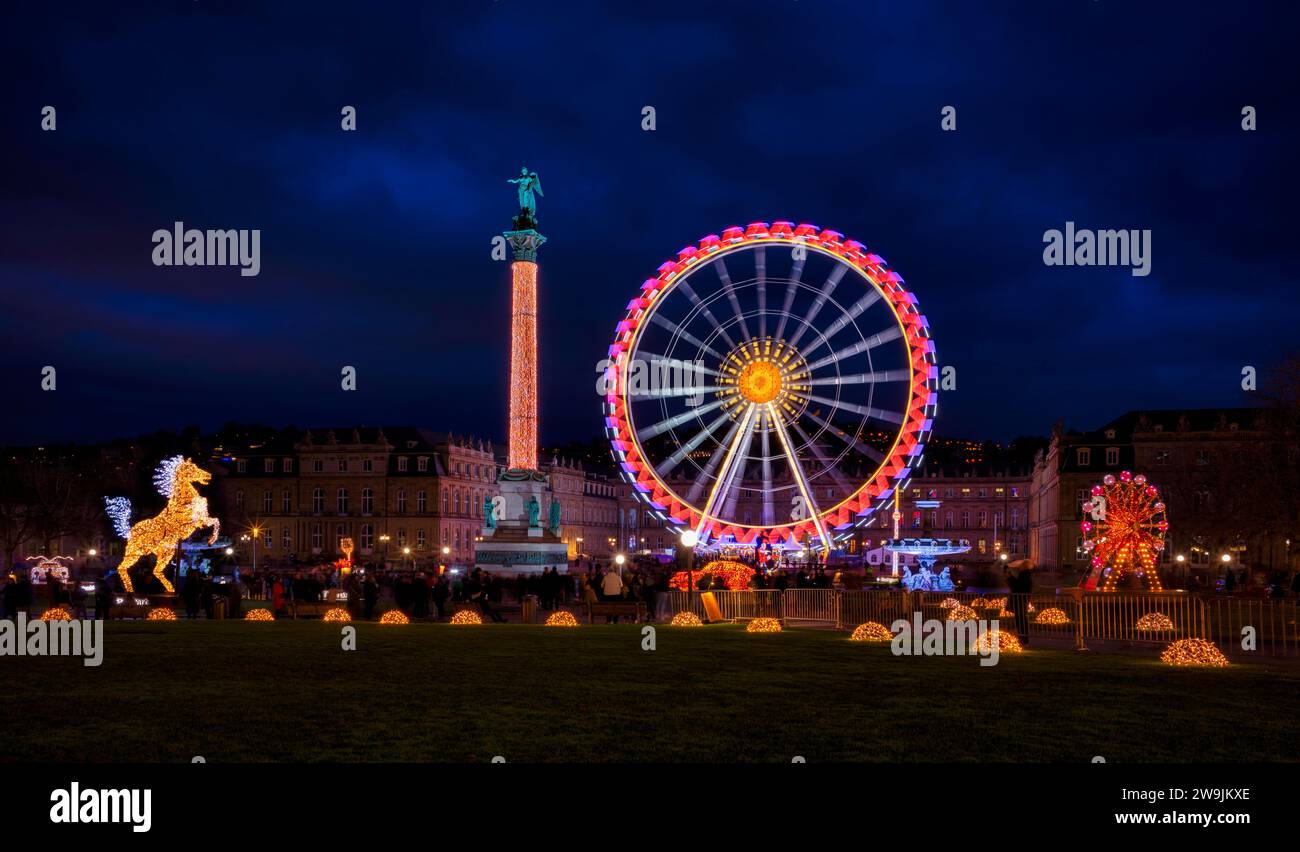 Night shot, Highlights Stuttgart, Illumination, Stuttgart landmark, Sky ...