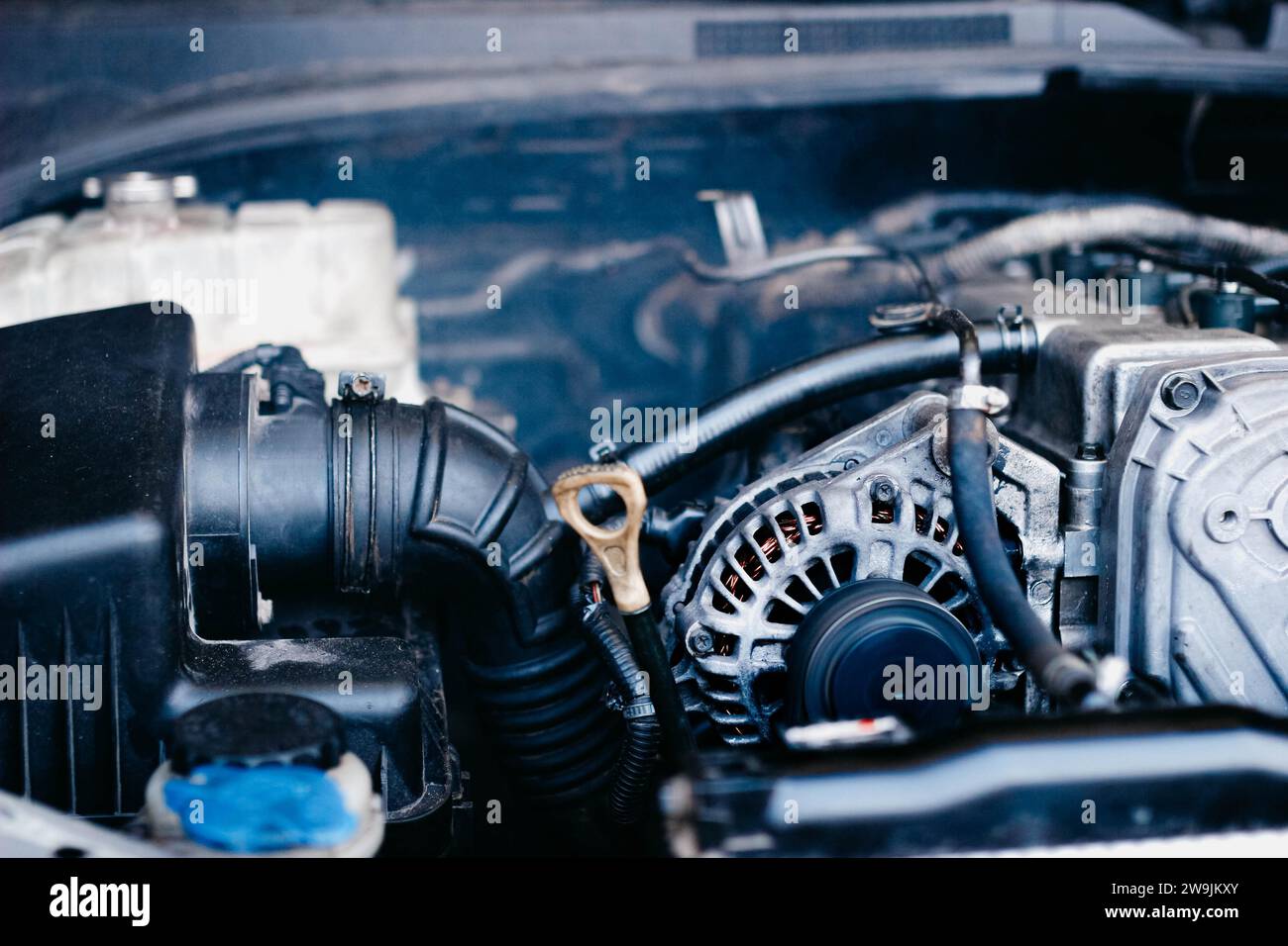 Generator in a car near an internal combustion engine, car repair Stock ...