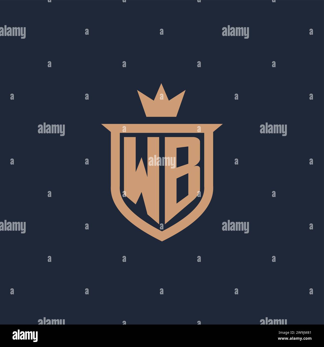 WB monogram initial logo with shield and crown style design ideas Stock ...