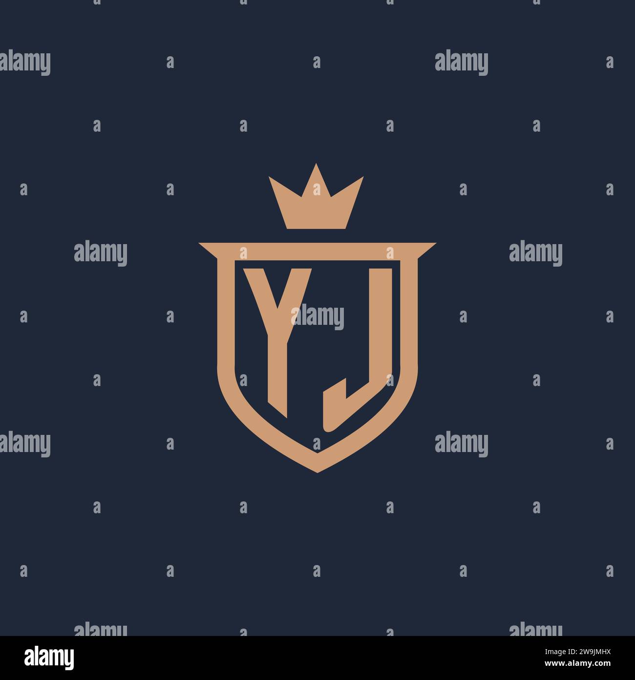 YJ monogram initial logo with shield and crown style design ideas Stock Vector Image & Art - Alamy