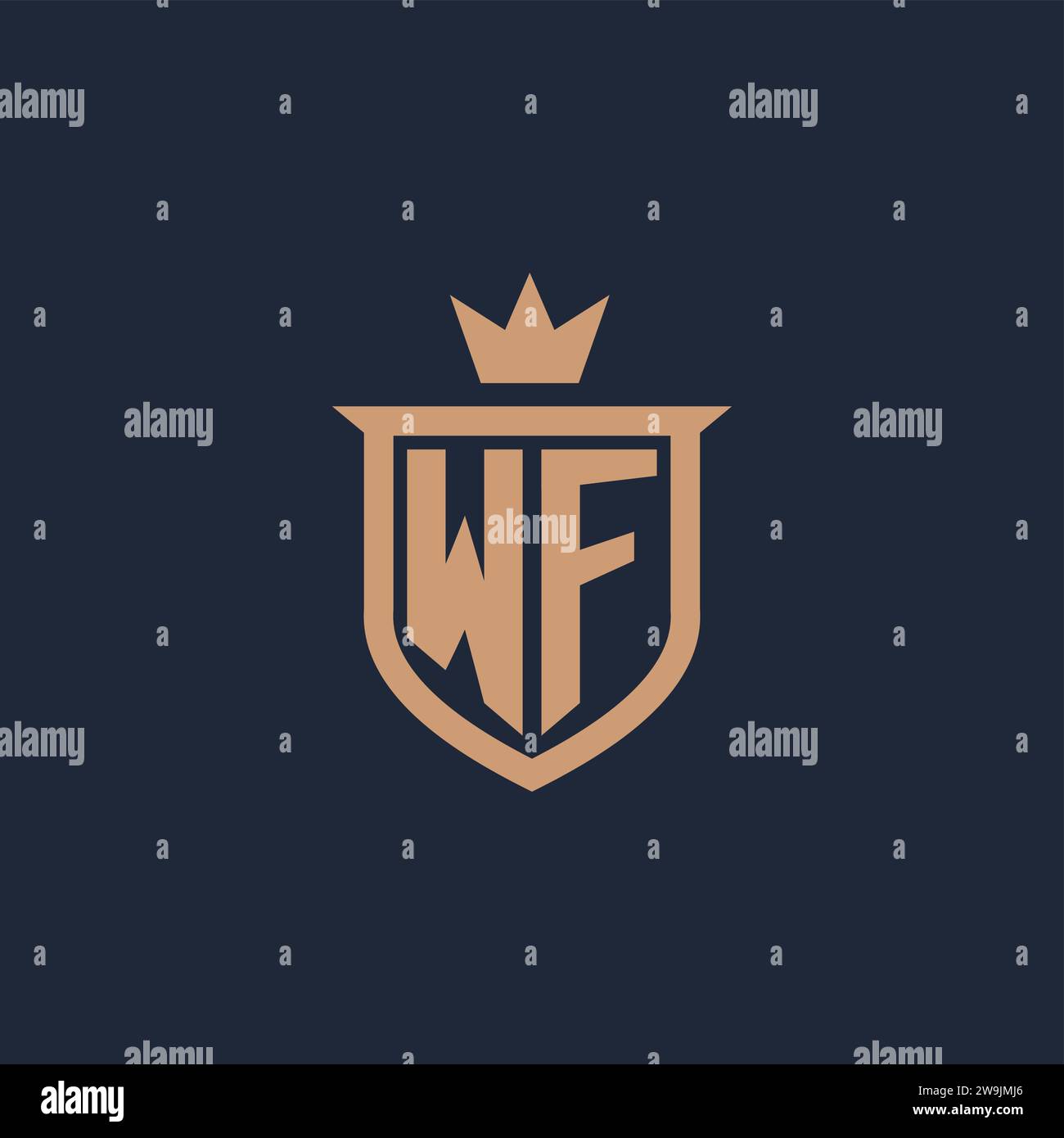 WF monogram initial logo with shield and crown style design ideas Stock ...