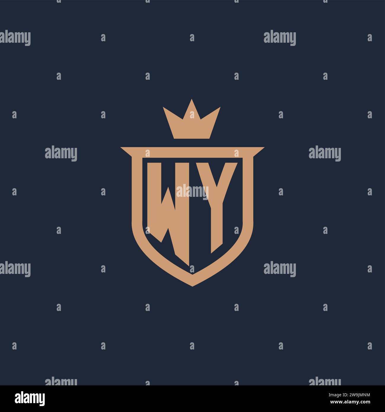 WY monogram initial logo with shield and crown style design ideas Stock ...