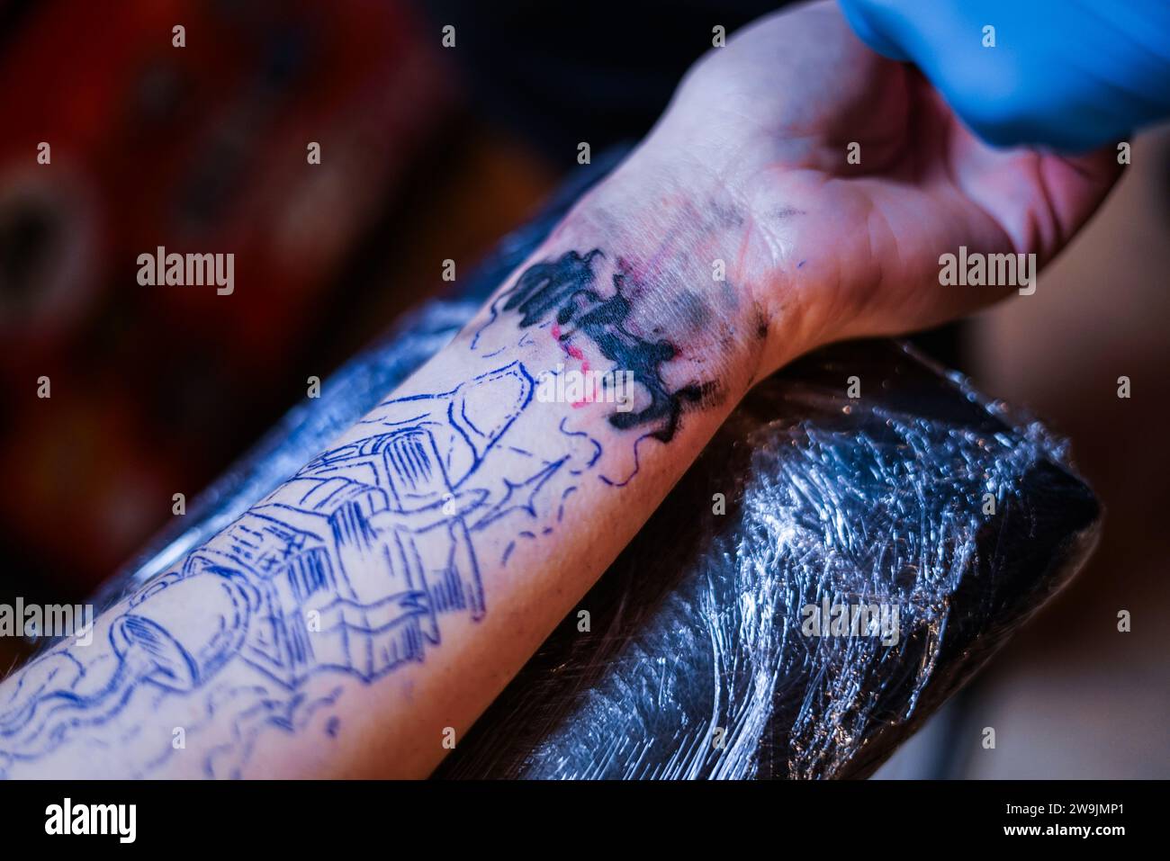 Colorful tattoo inks in the tattoo studio Stock Photo - Alamy