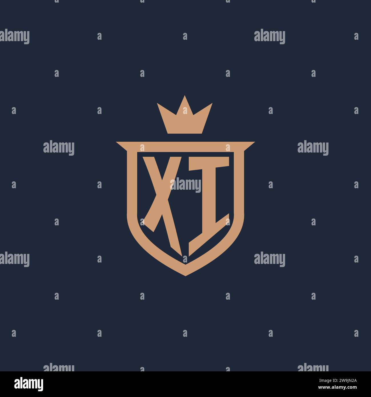 XI monogram initial logo with shield and crown style design ideas Stock Vector Image & Art - Alamy