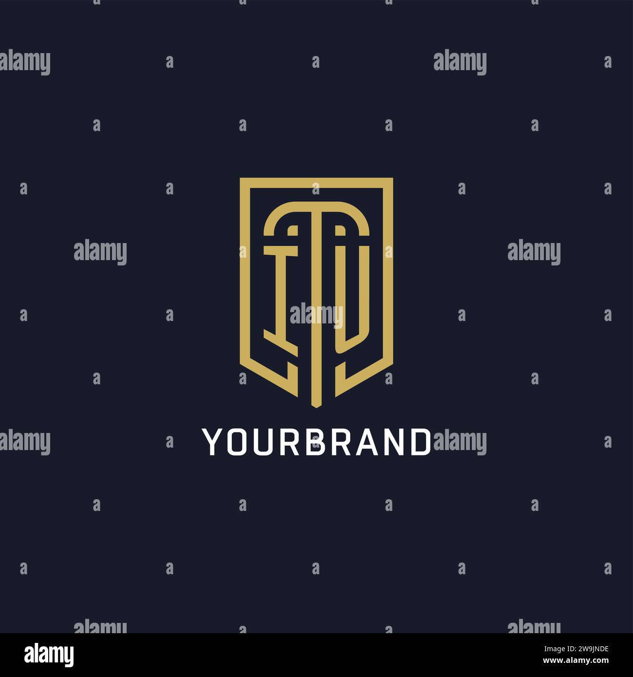 Initial IU shield logo luxury style, Creative company logo design ...