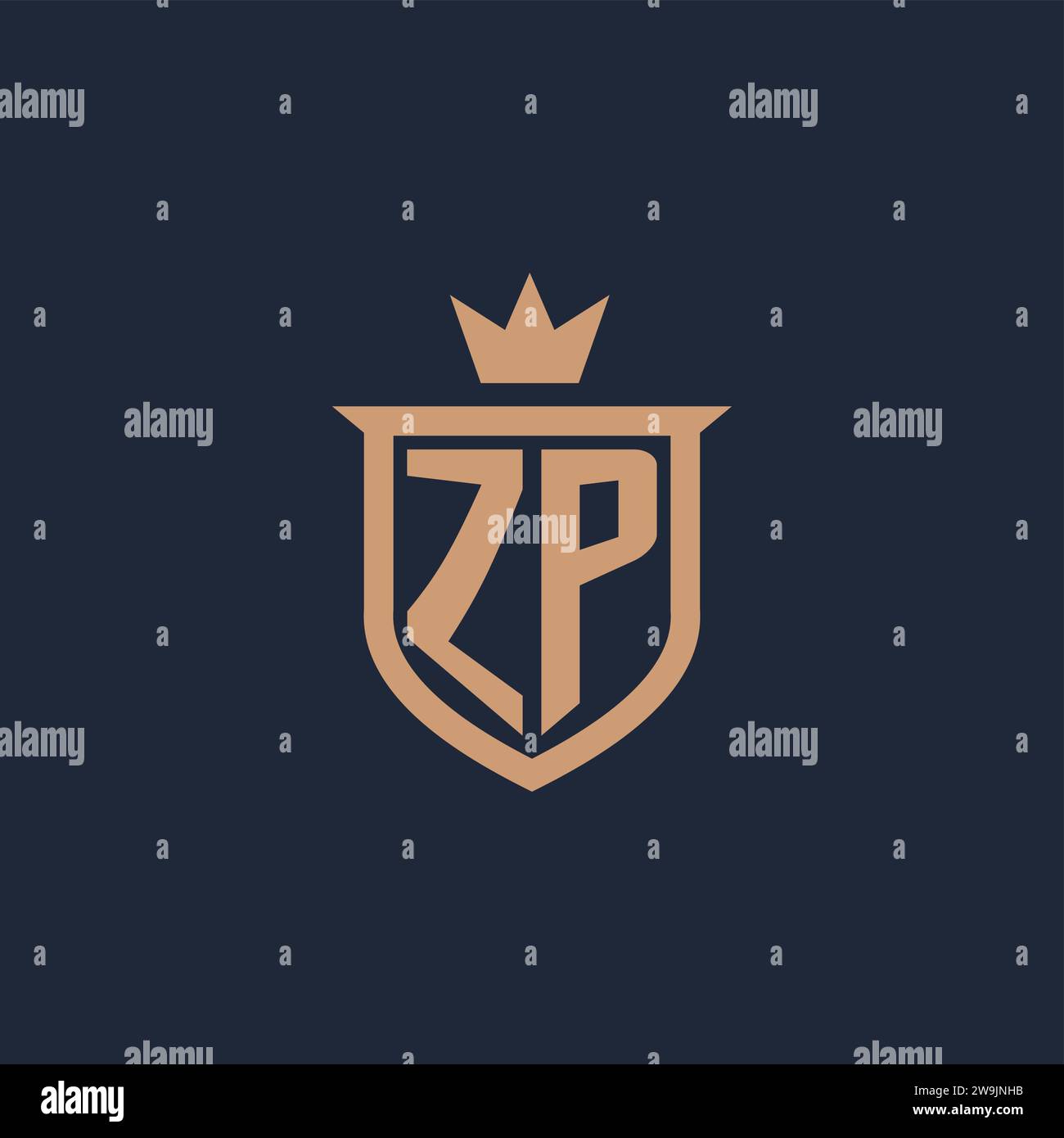 ZP monogram initial logo with shield and crown style design ideas Stock ...