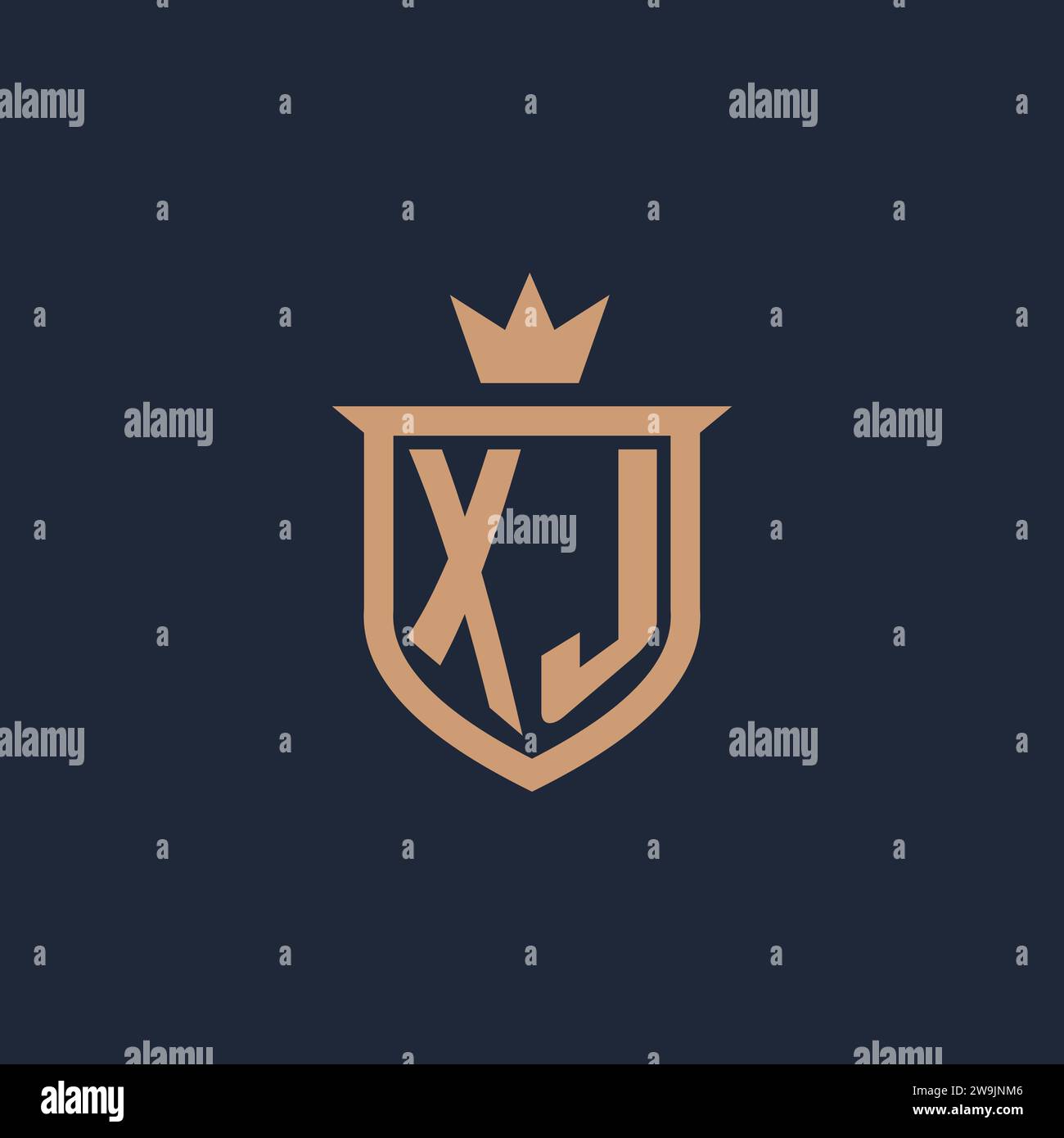 XJ monogram initial logo with shield and crown style design ideas Stock Vector Image & Art - Alamy