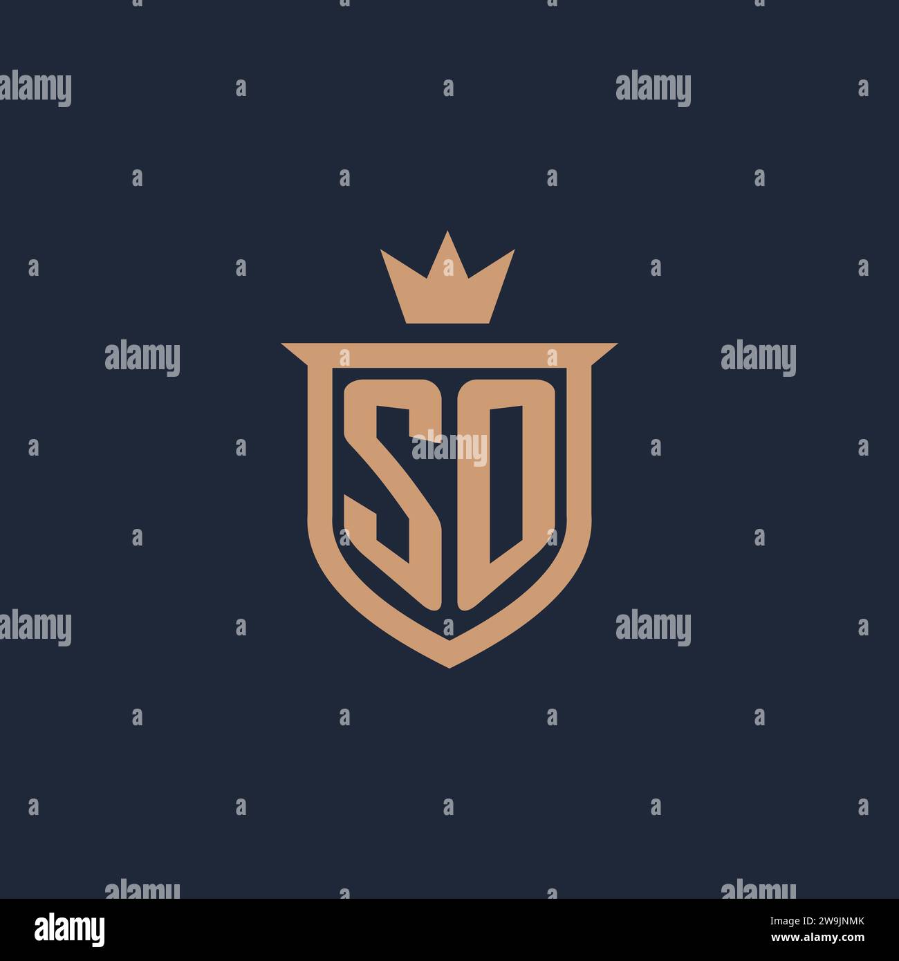 SO monogram initial logo with shield and crown style design ideas Stock ...