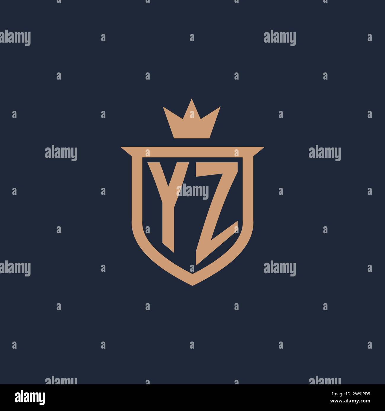 YZ monogram initial logo with shield and crown style design ideas Stock Vector Image & Art - Alamy