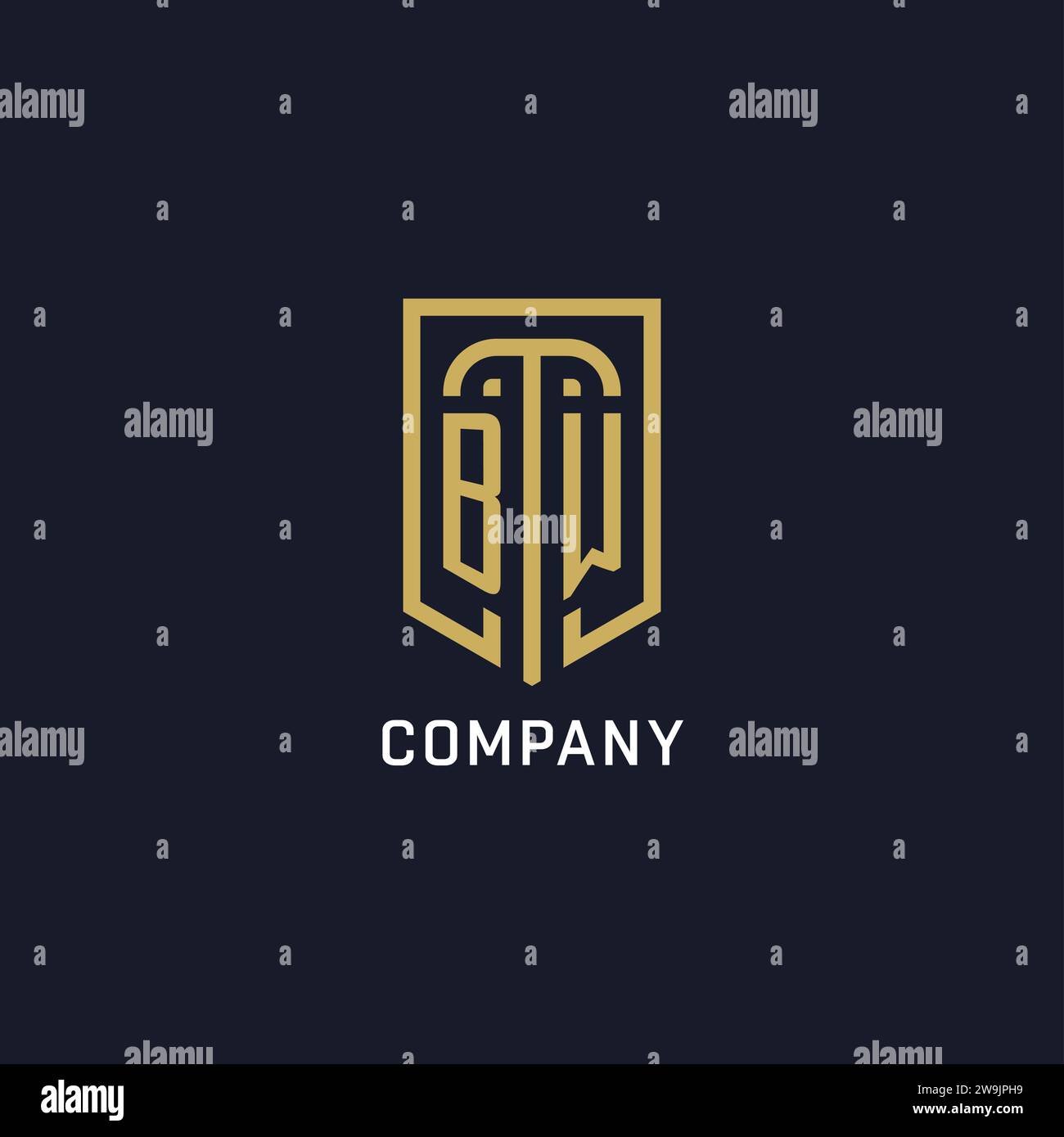 Initial BW shield logo luxury style, Creative company logo design ...