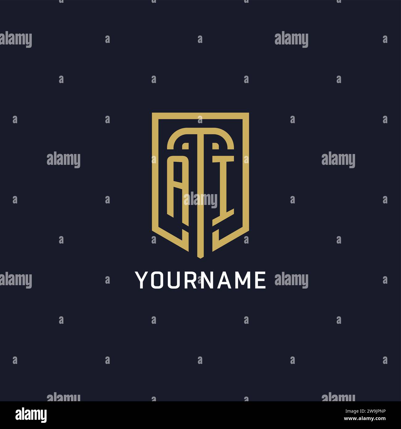 Initial AI shield logo luxury style, Creative company logo design vector graphic Stock Vector ...