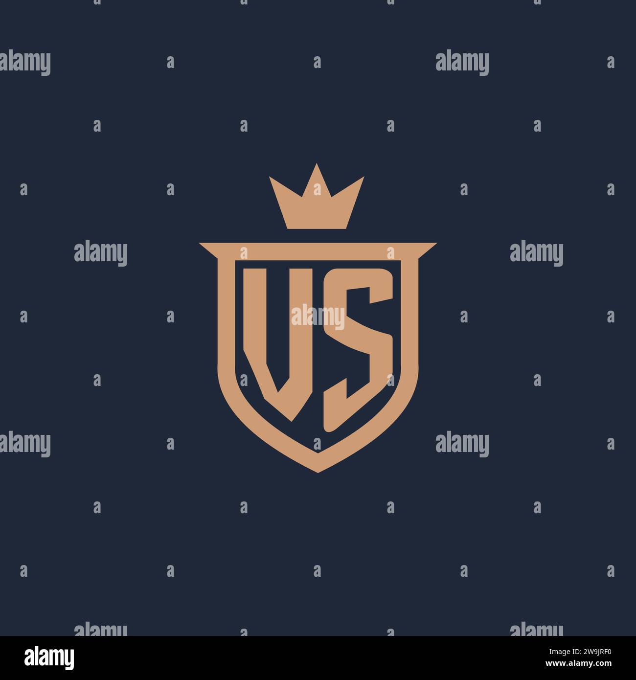 VS monogram initial logo with shield and crown style design ideas Stock ...